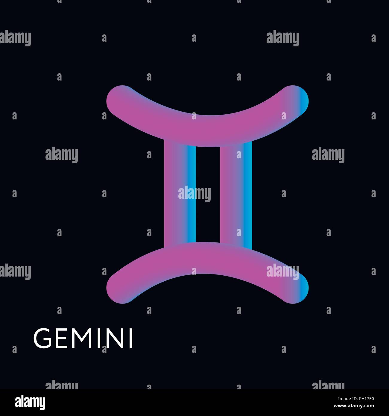 Gemini Text horoscope Zodiac sign 3D shape Gradient illustration Stock ...