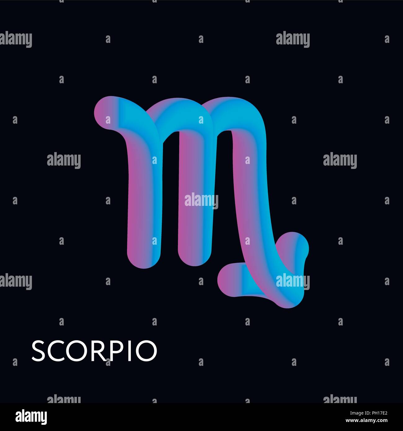 Scorpio Text horoscope Zodiac sign 3D shape Gradient illustration Stock ...