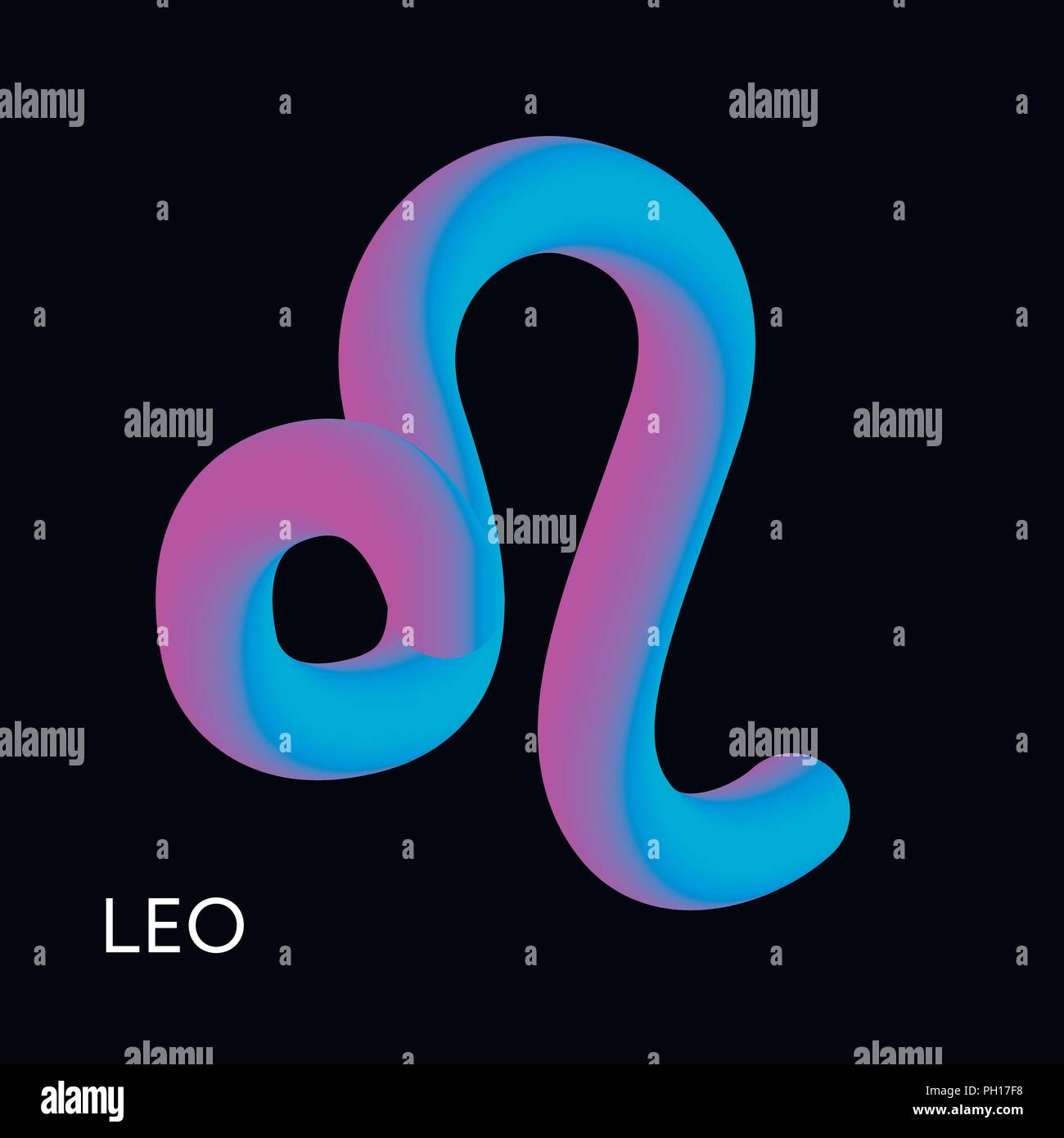 Leo Text horoscope Zodiac sign 3D shape Gradient illustration Stock ...