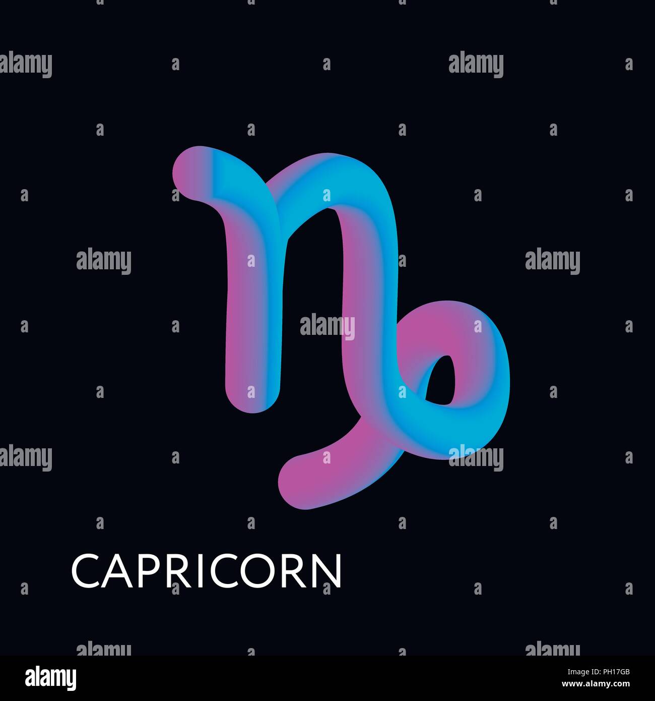 Capricorn Text horoscope Zodiac sign 3D shape Gradient illustration ...