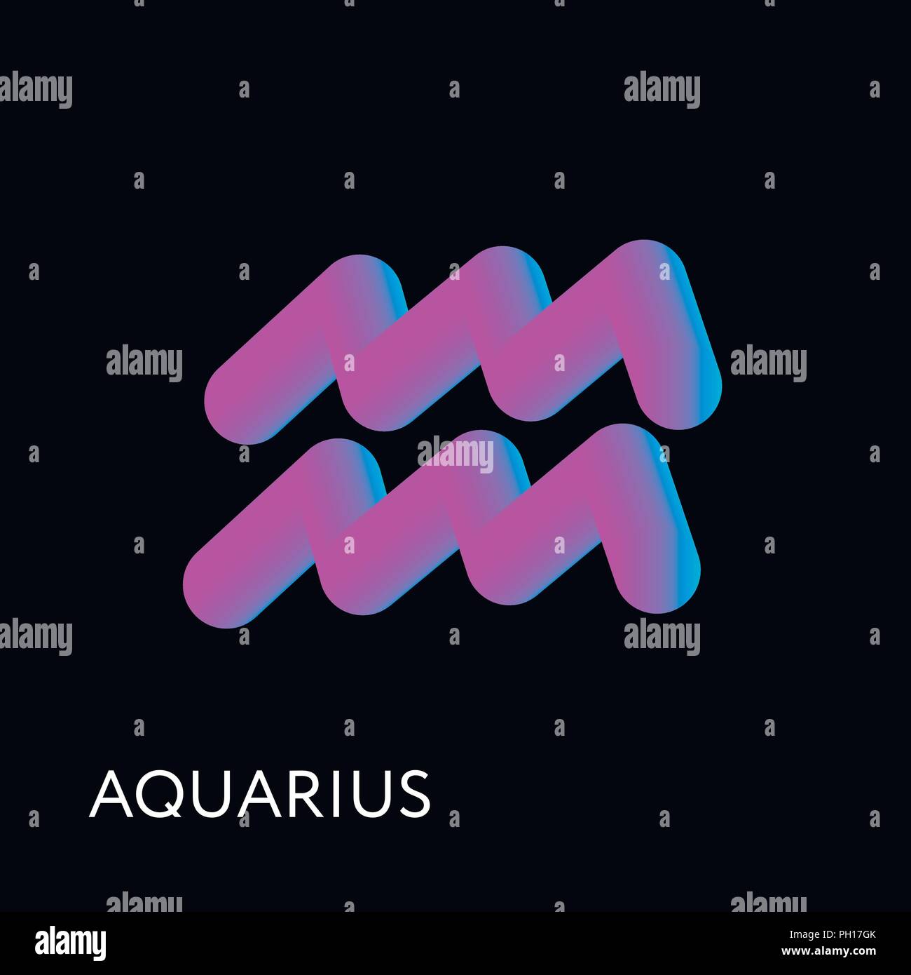 Aquarius Text horoscope Zodiac sign 3D shape Gradient illustration ...