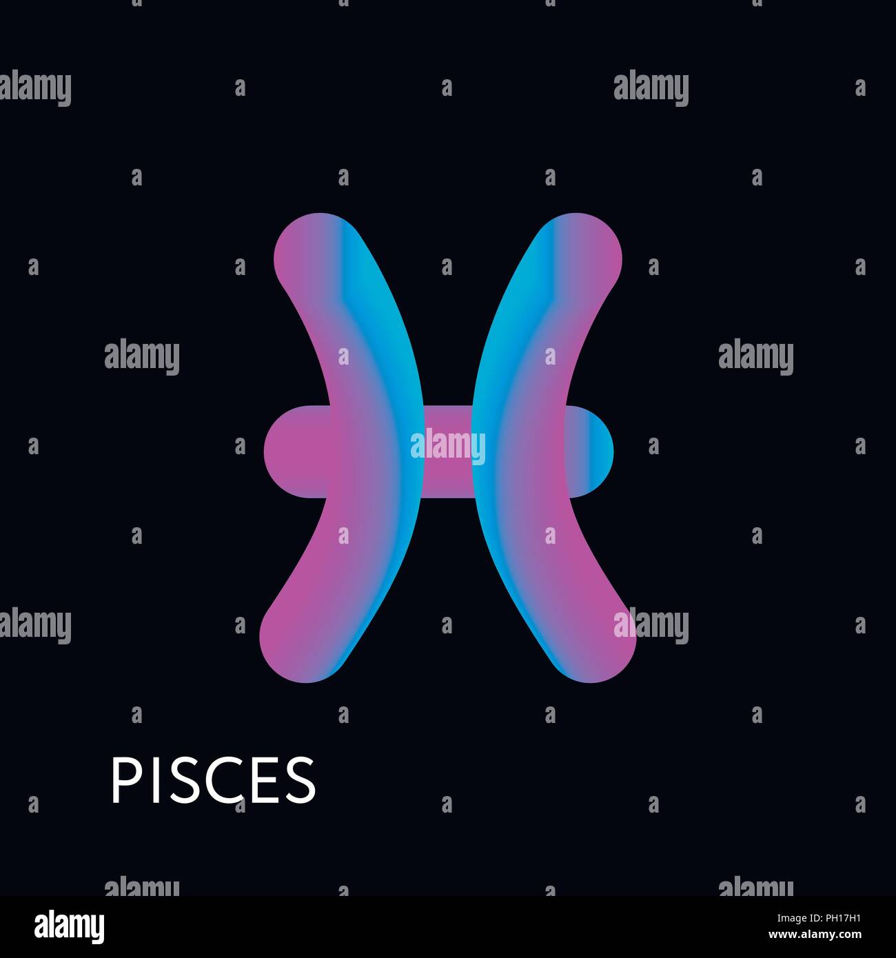 Pisces Text horoscope Zodiac sign 3D shape Gradient illustration Stock ...