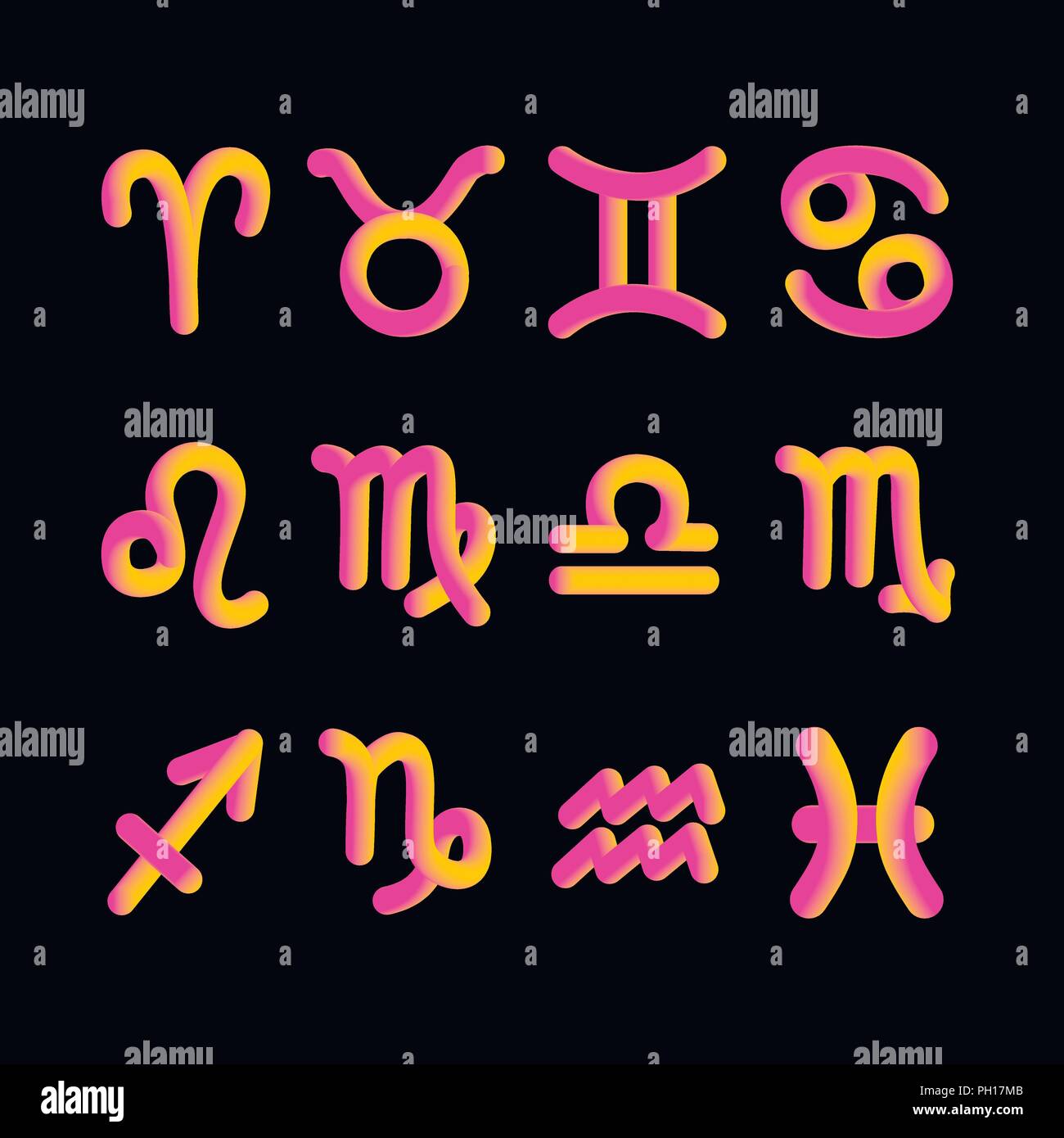 horoscope Zodiac sign 3D shape Gradient astrology graphic illustration ...