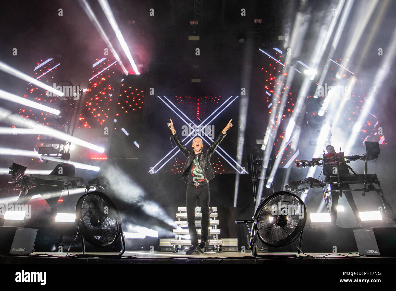 Gießen, Germany. 24th Aug, 2018. Scooter, German Band playing Techno ...