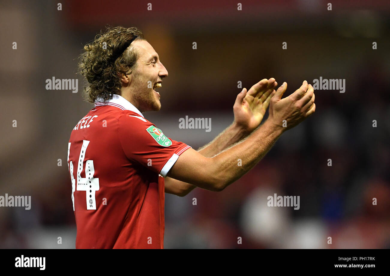 Nottingham Forest's Michael Hefele reacts after the final whistle ...
