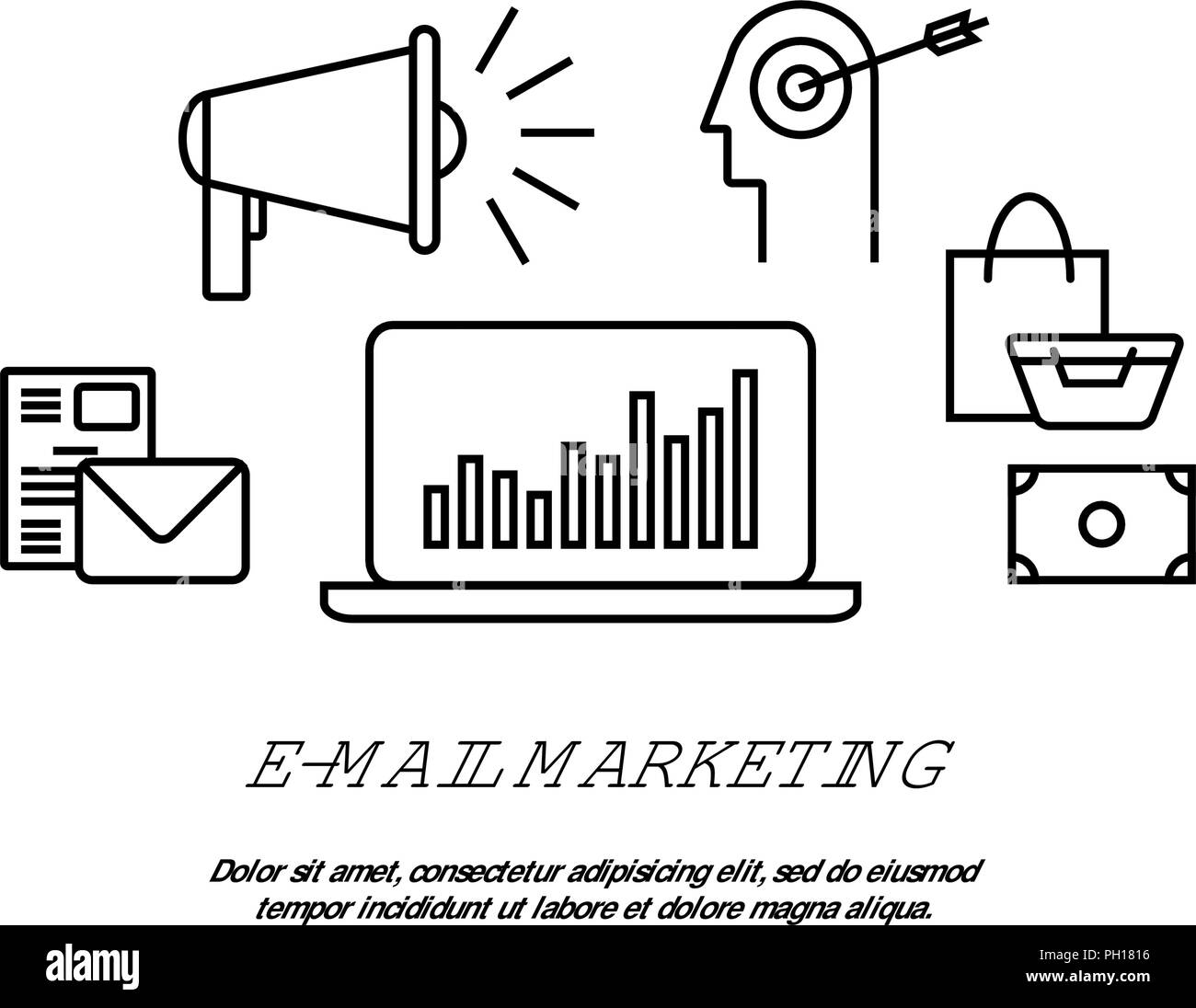 Modern flat e-mail marketing concept. Marketing message with idea ...