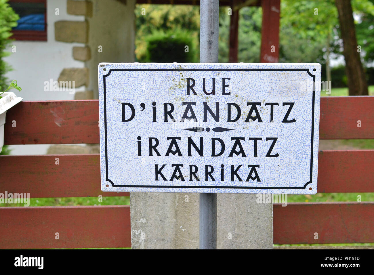 French and Basque bilingual signs in Hendaye, France, across the border ...