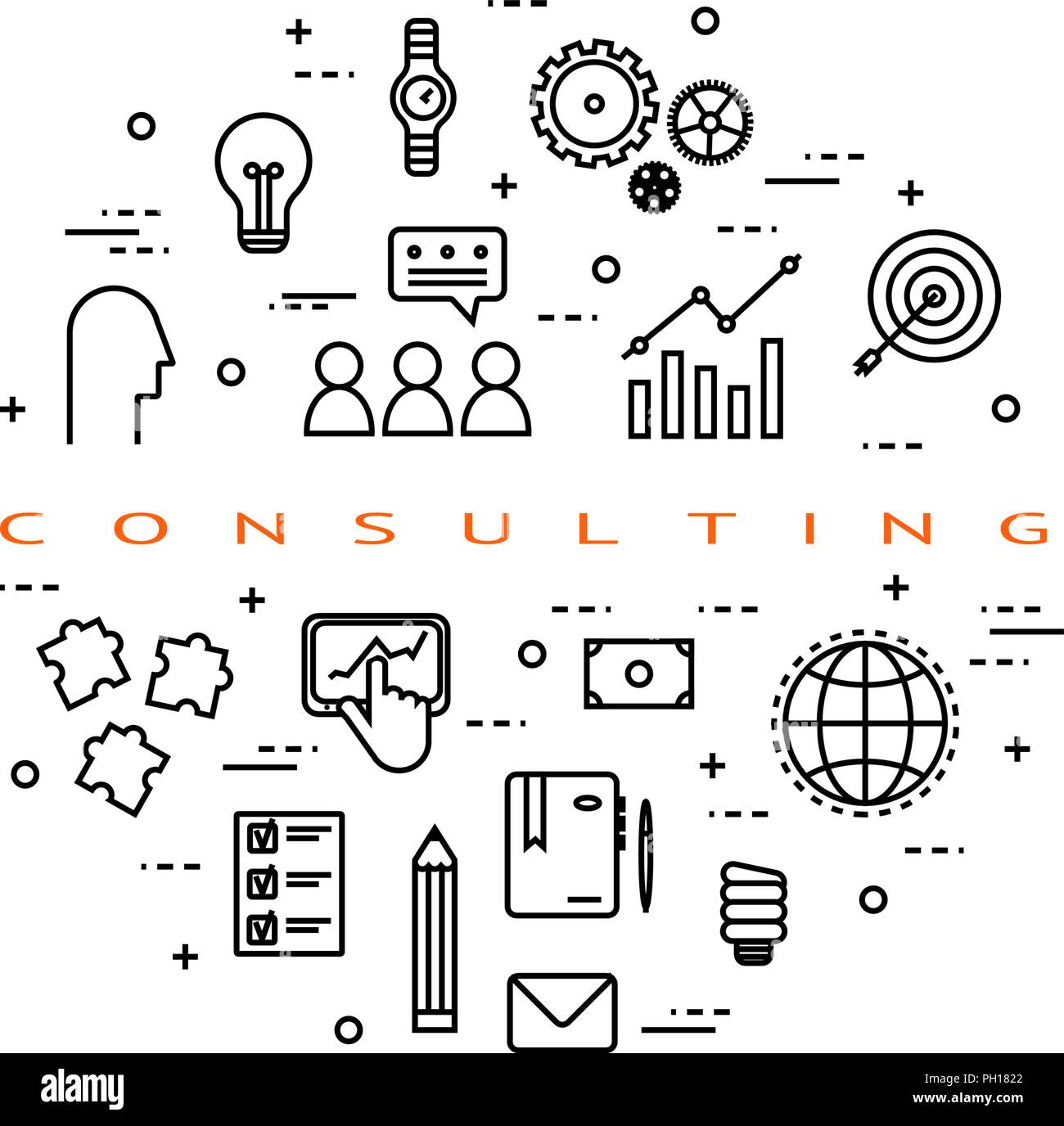 Round linear concept for business consulting. Vector illustration ...
