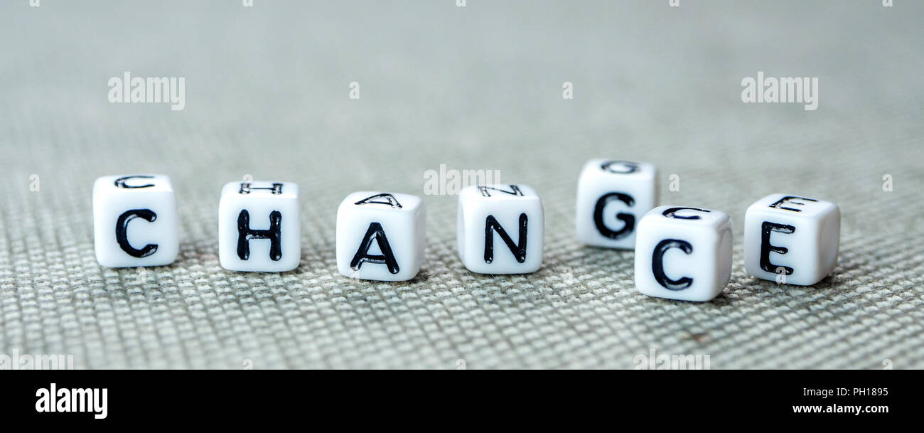 Changing white cubes with word "change" to "chance", personal ...