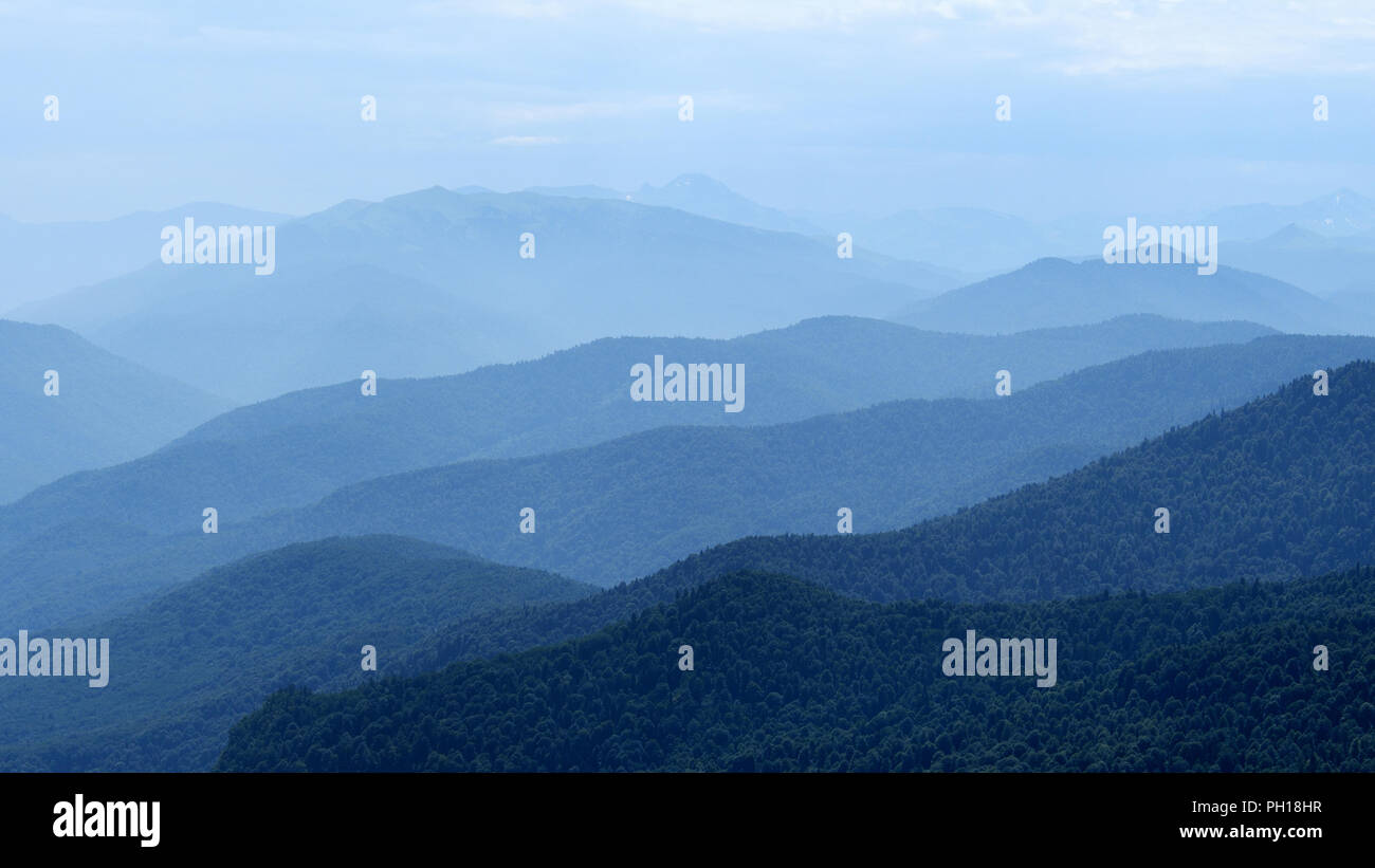 Panoramic landscape with mountain layers Stock Photo - Alamy