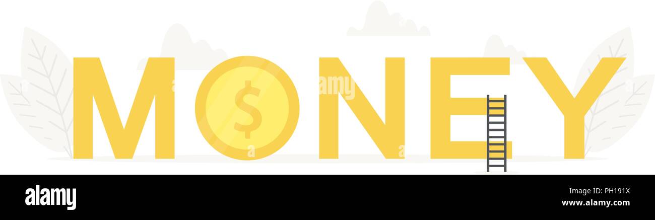 Vector big word Money and coin, cash banner for design concept ...