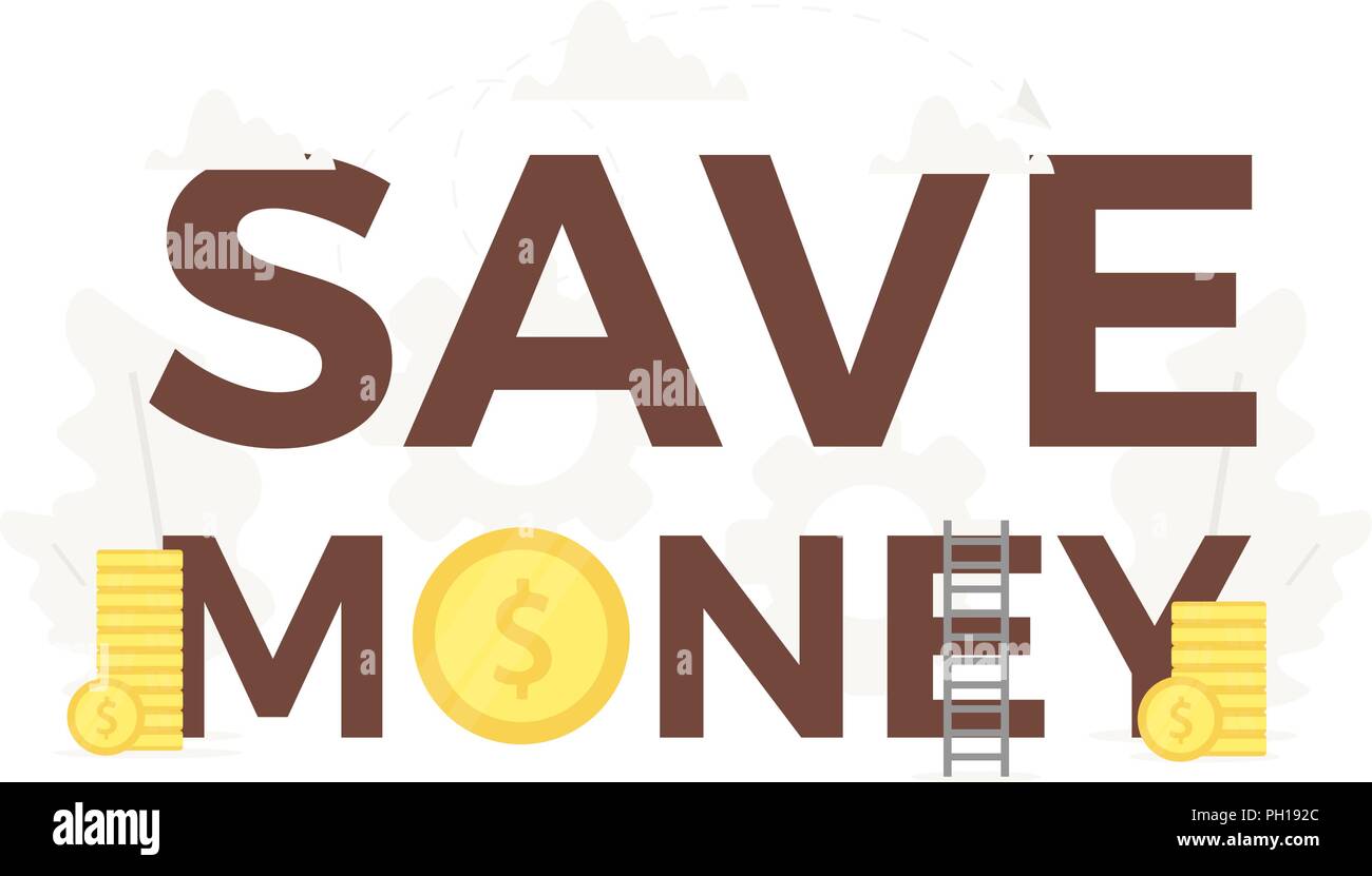 Vector big words SAVE MONEY and business banner for design concept ...