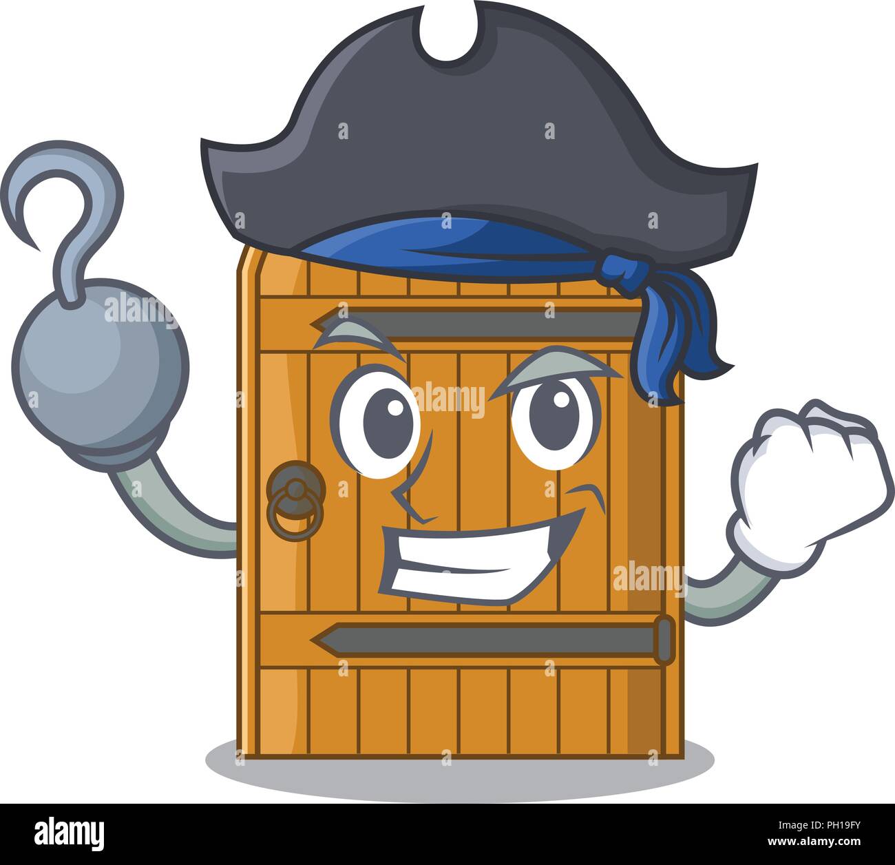 Pirate cartoon wooden door massive closed gate vector illustration ...