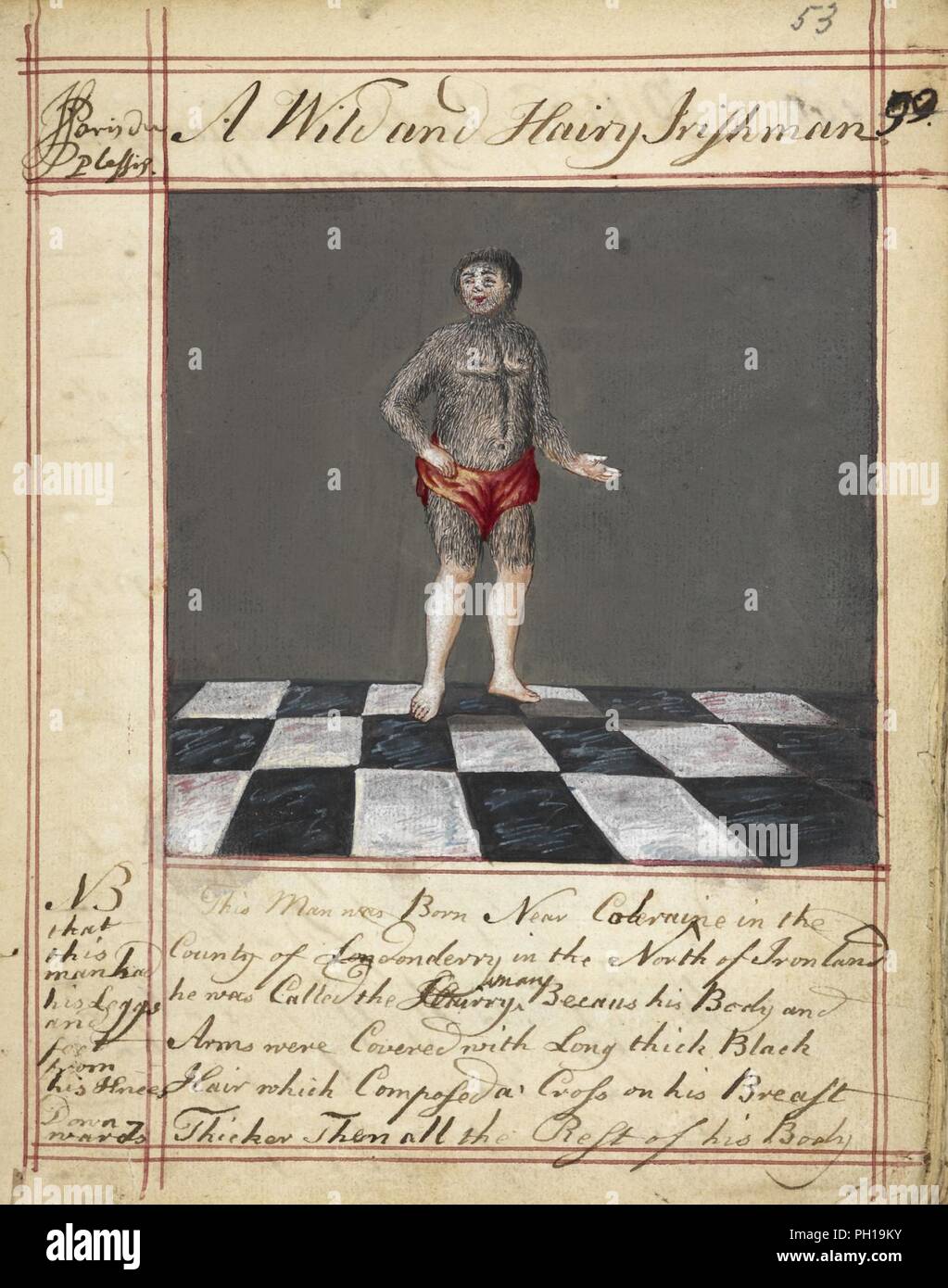 Drawings of Human Prodigies - 'Drawing of a wild and hairy Irishman ...
