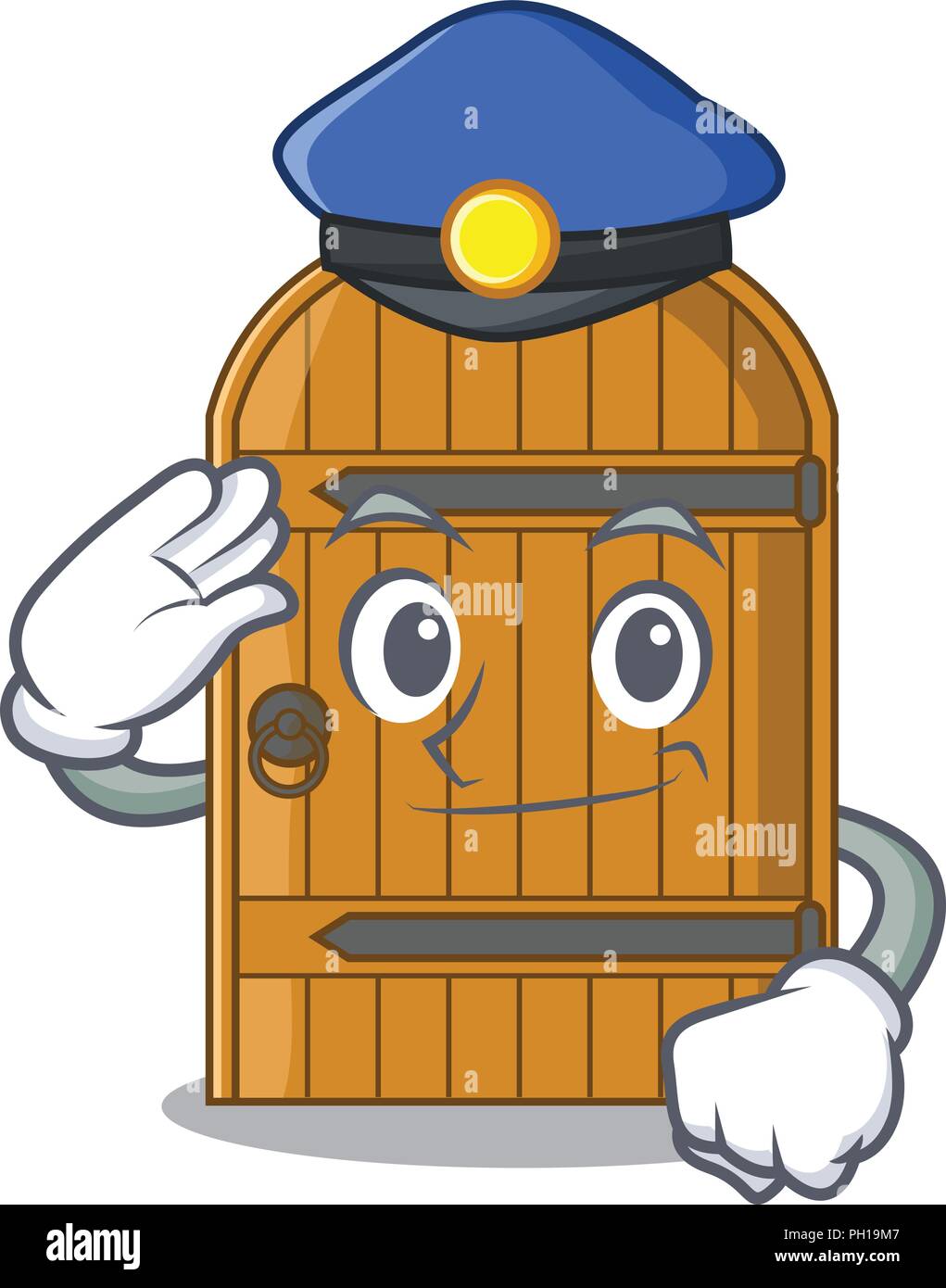 Police cartoon wooden door massive closed gate vector illustration ...