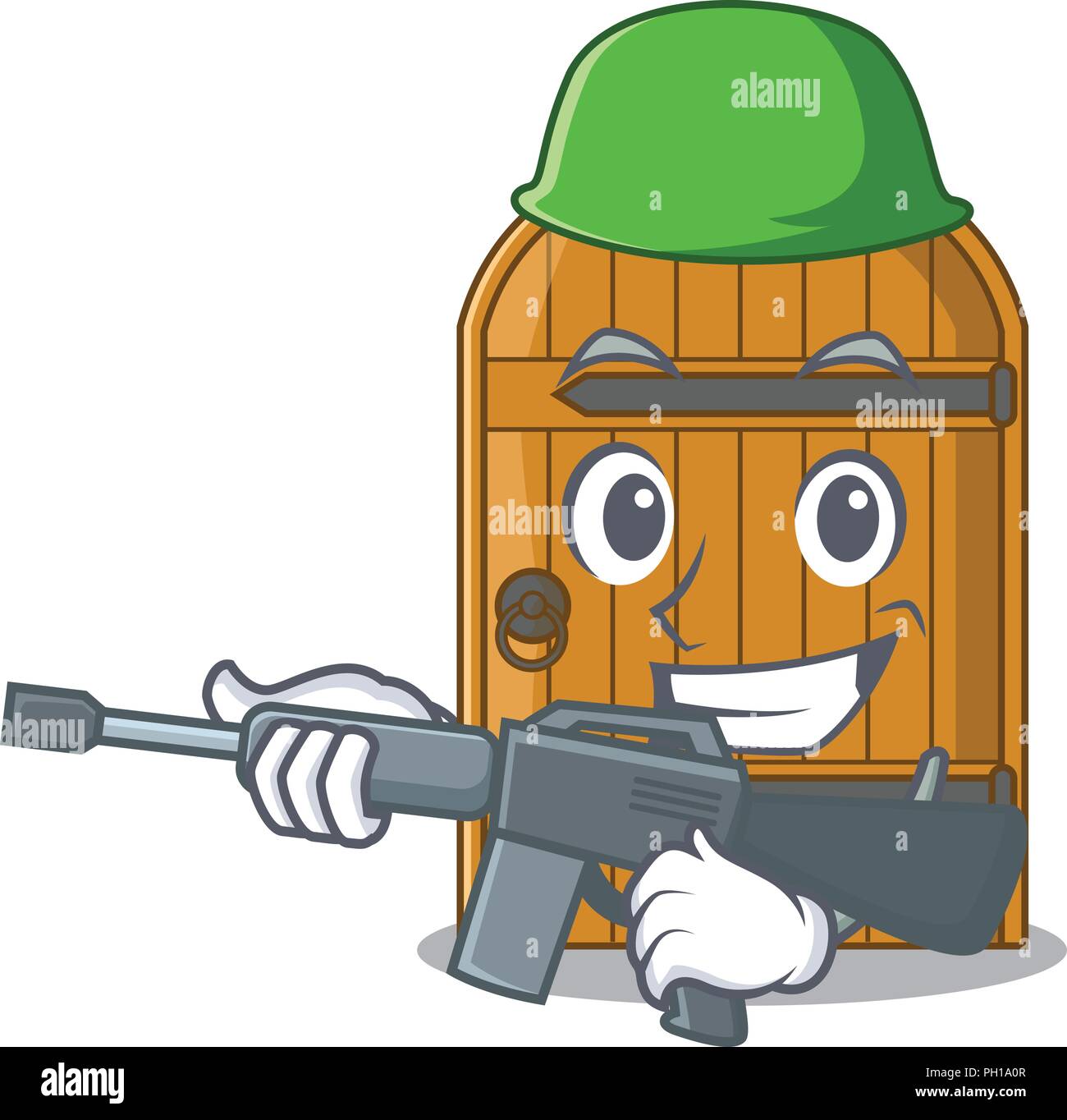 Army cartoon wooden door massive closed gate vector illustration Stock ...