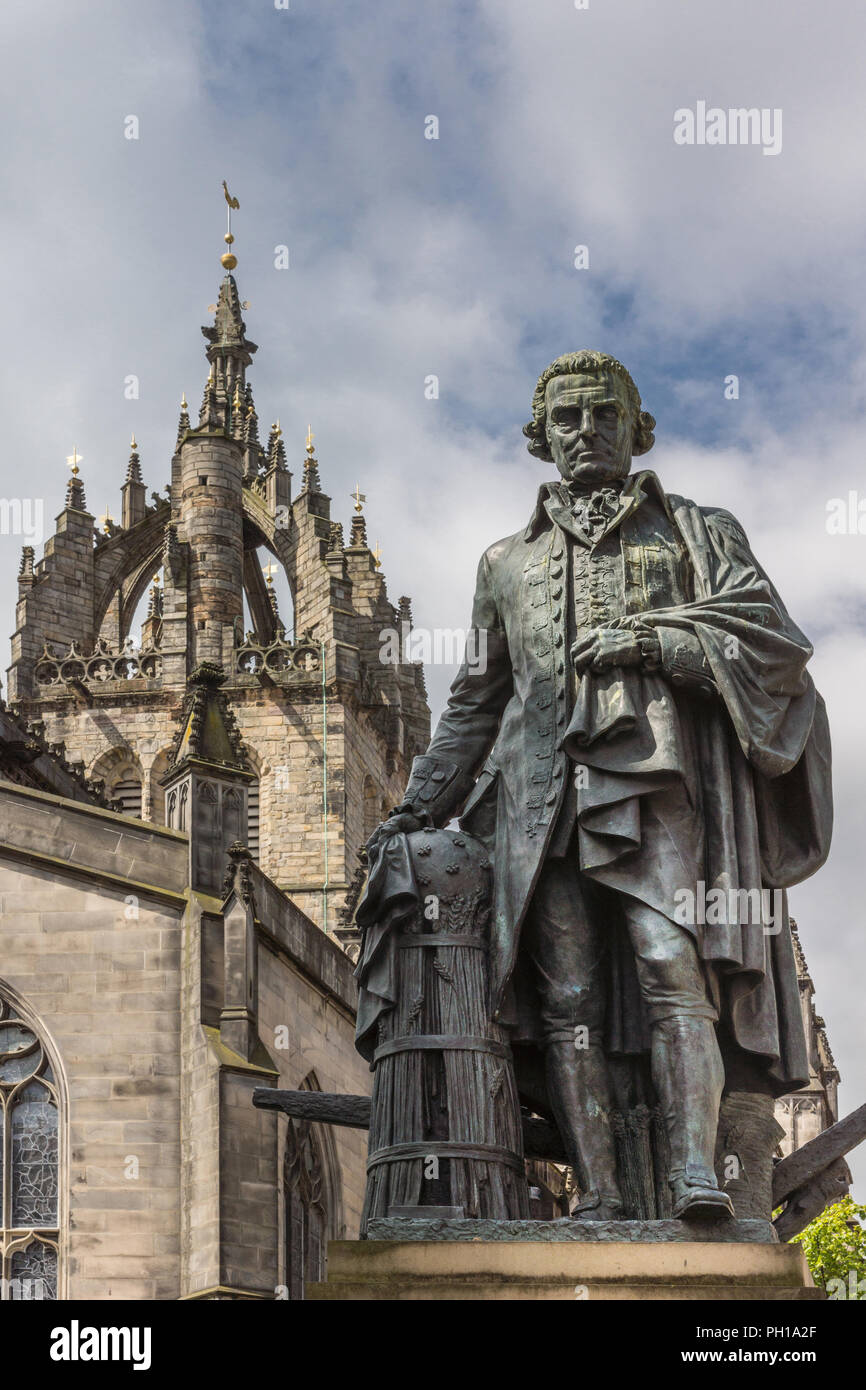 Edinburgh, Scotland, UK - June 14, 2012: Adam Smith bronze statue on ...
