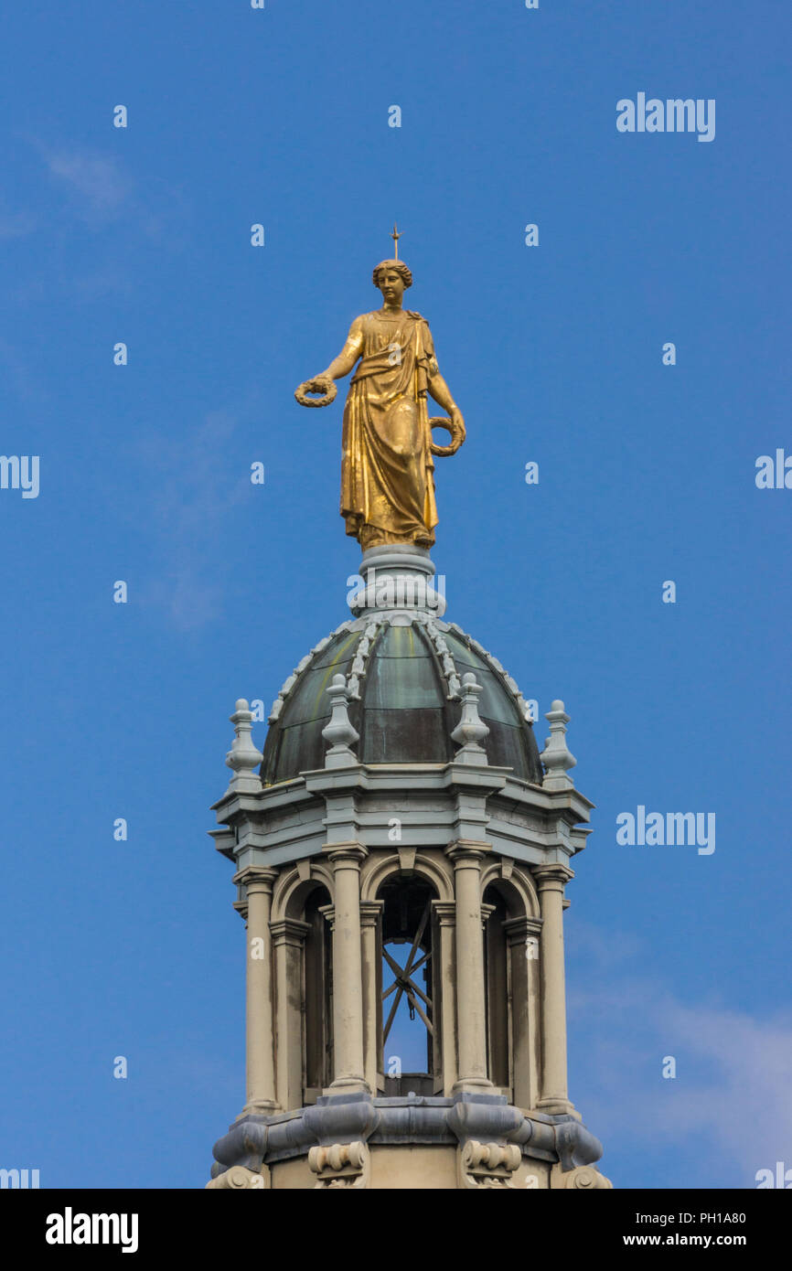 Edinburgh, Scotland, UK - June 14, 2012: Golden statue of female ...