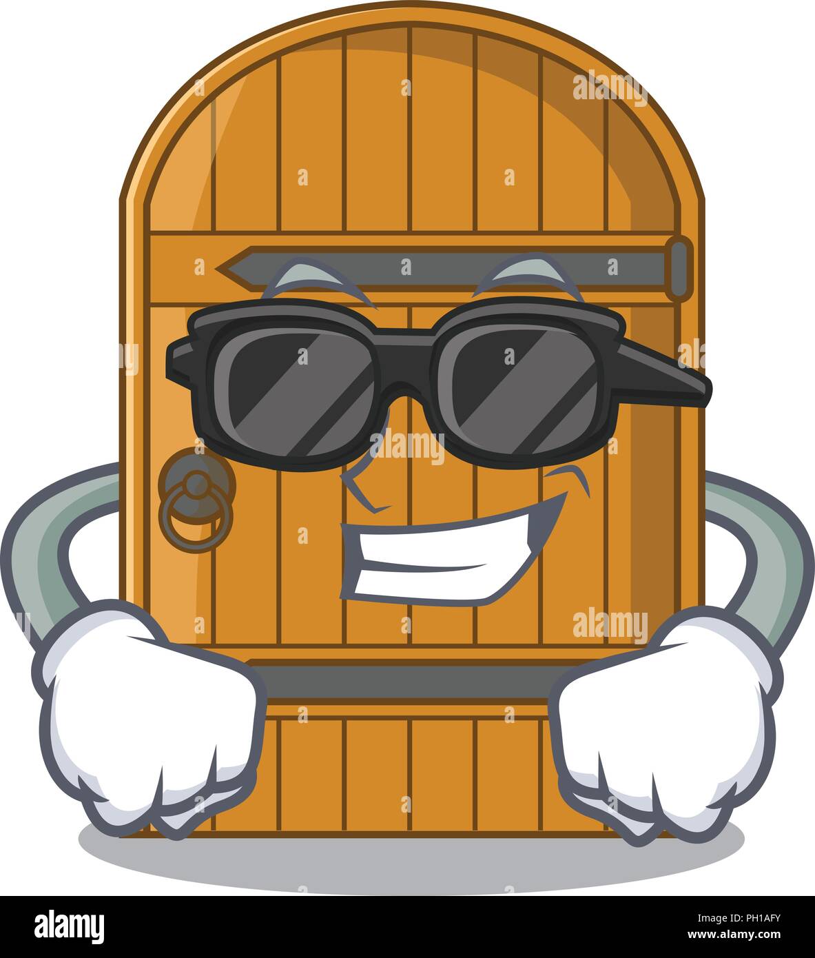 Super cool wooden door isolated on character cartoon vector ...