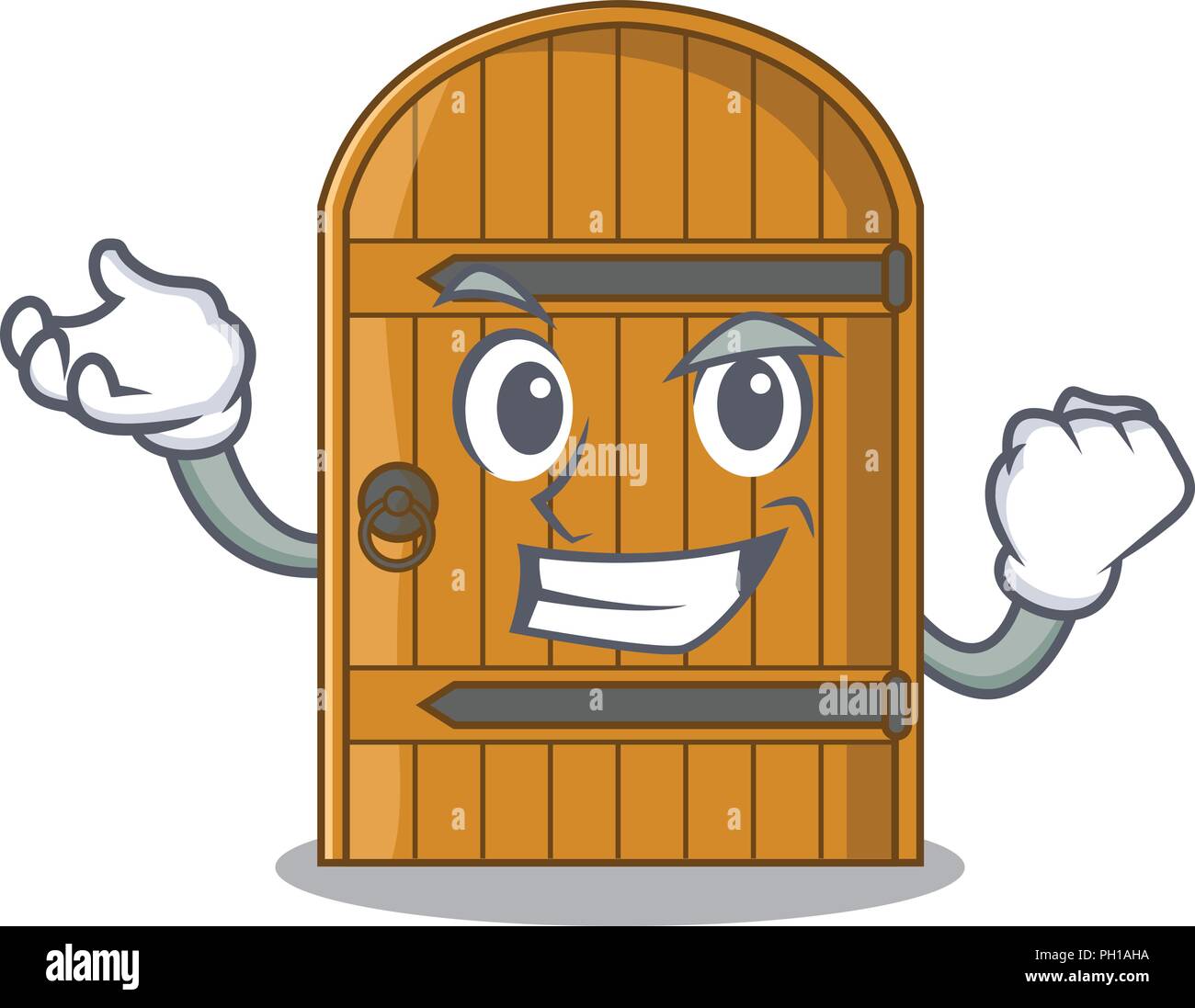 Successful wooden door isolated on character cartoon vector ...