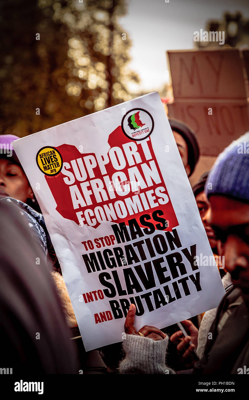 March and protest for Anti Slavery in Lybia, taken place in London ...