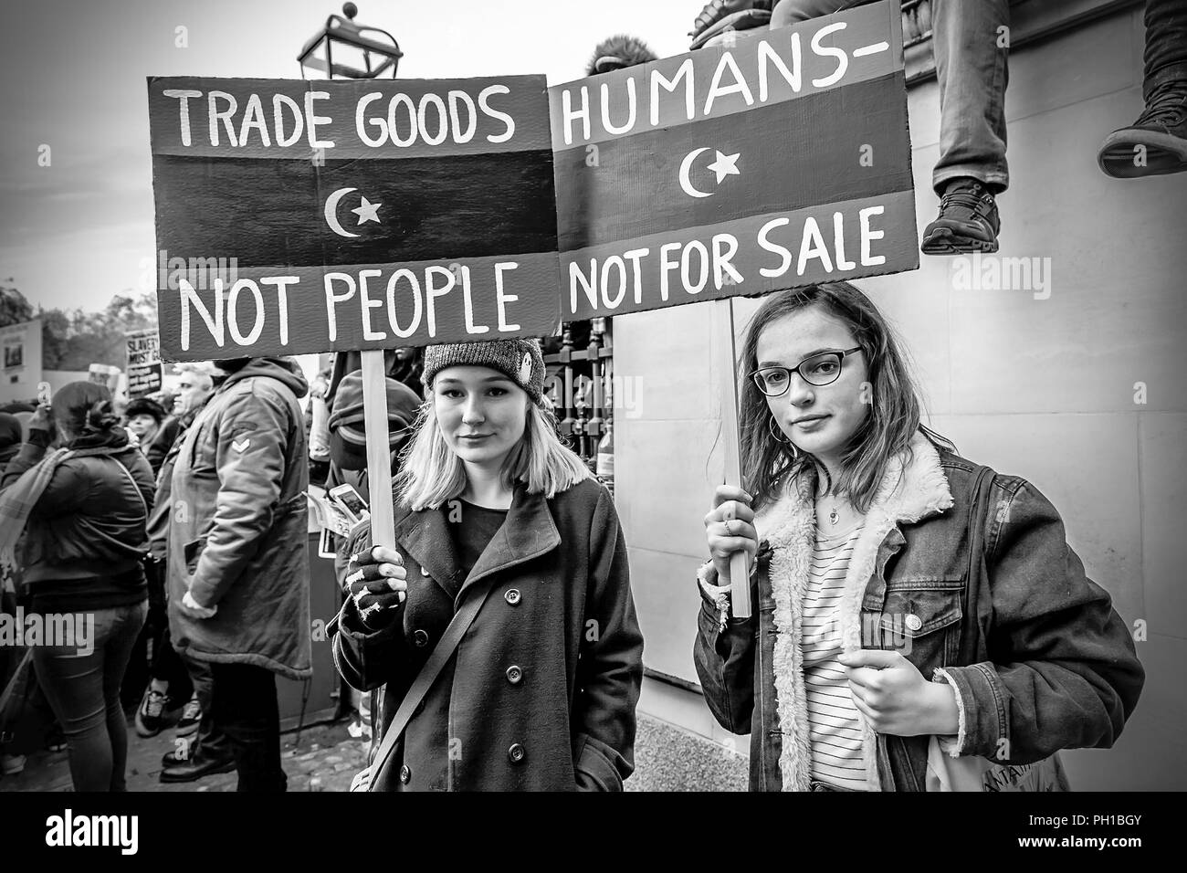 March and protest for Anti Slavery in Lybia, taken place in London ...
