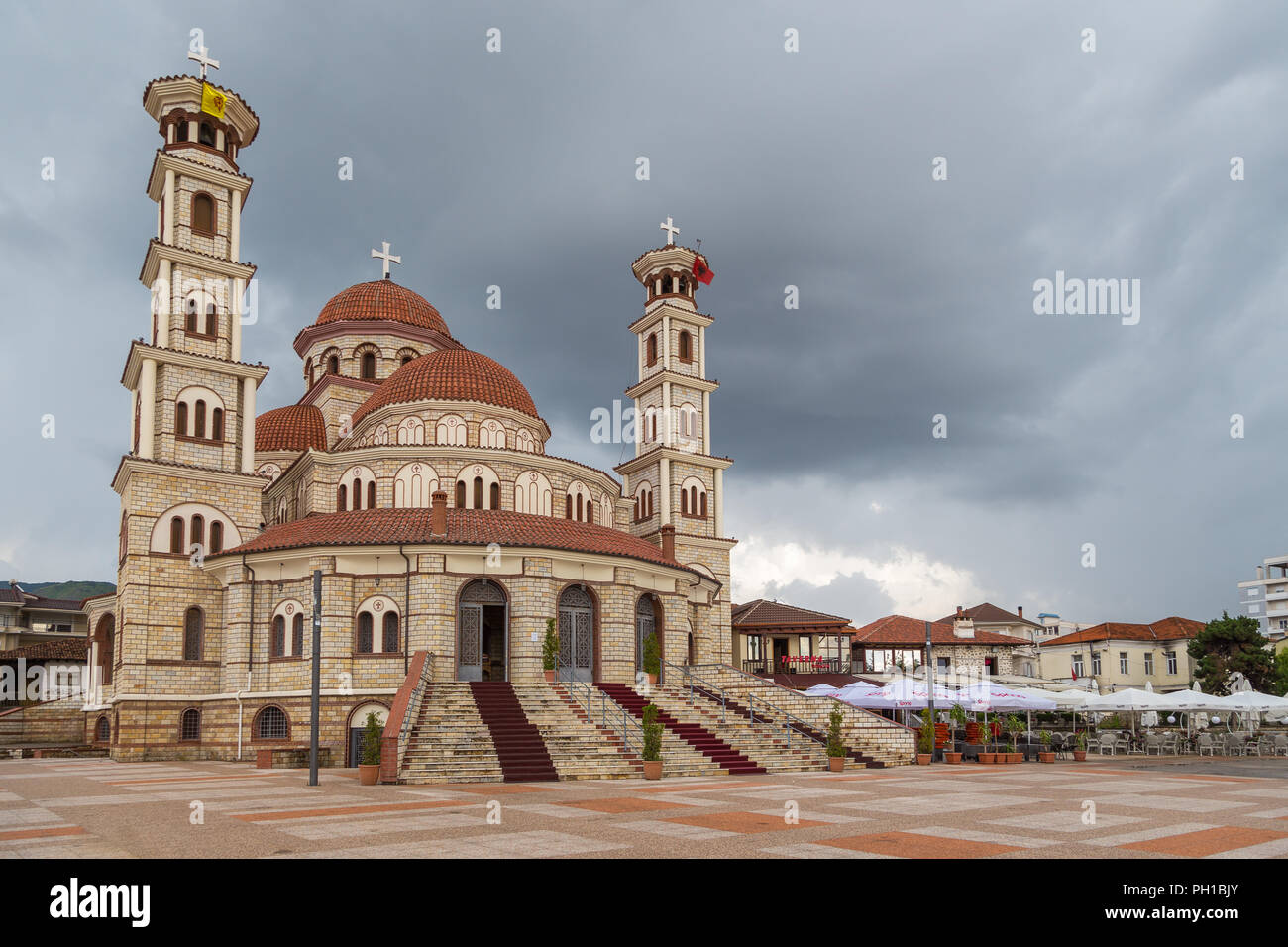 Korce, Albania- 27 June 2014: Resurrection of Christ Orthodox Cathedral ...