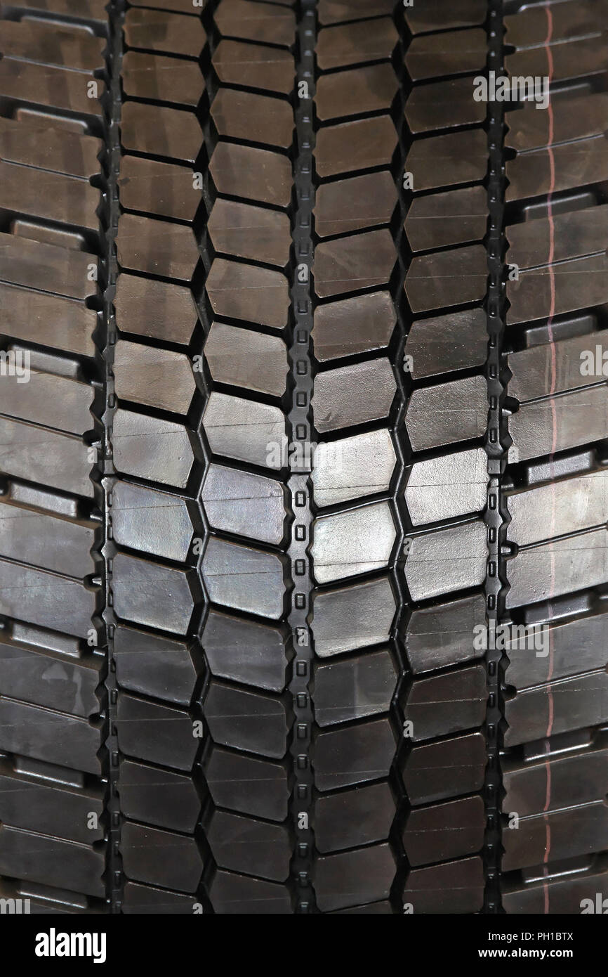 New truck tyre with tread for heavy loads Stock Photo - Alamy