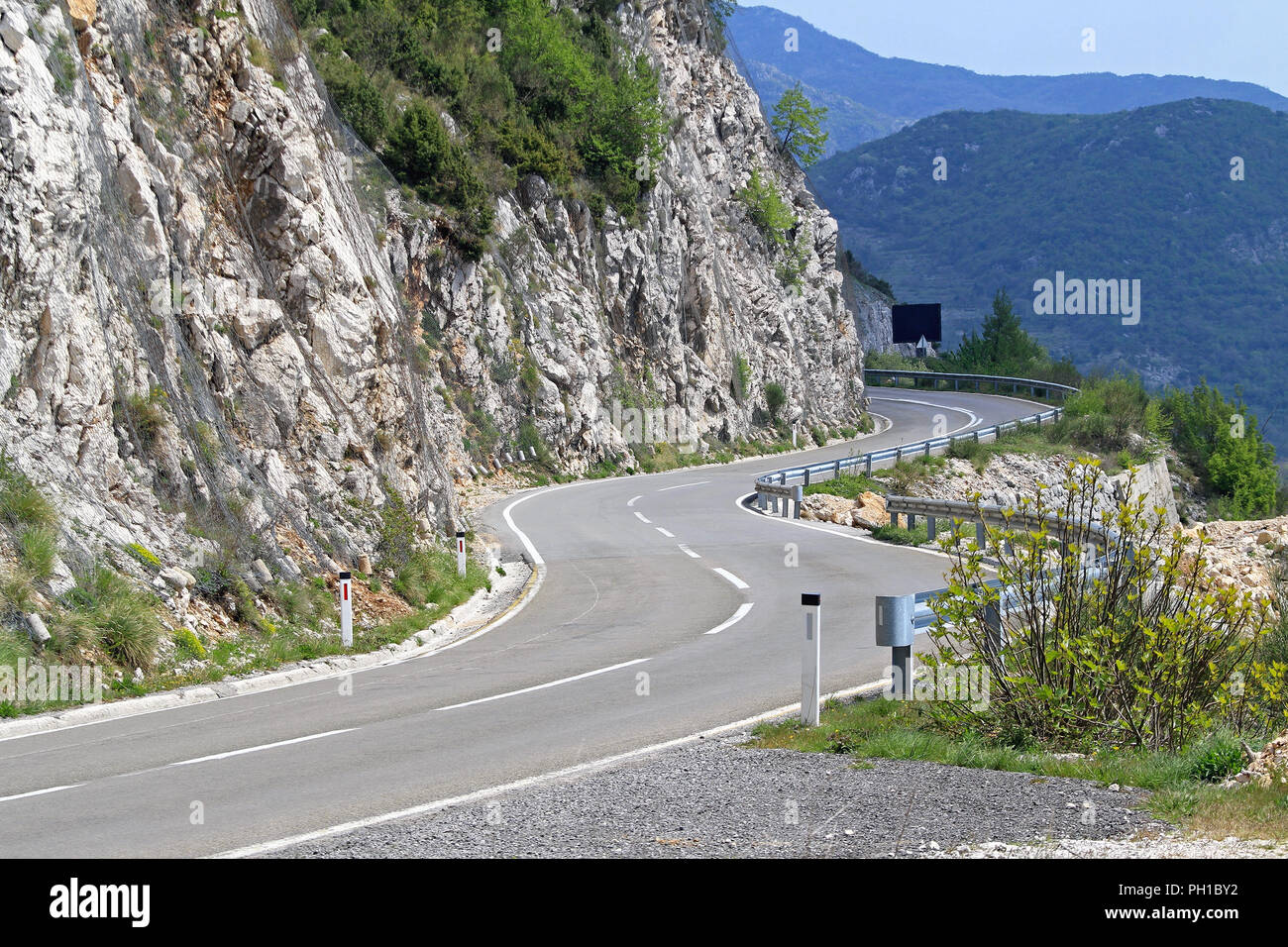 Mountain road with curves in Montenegro Stock Photo - Alamy