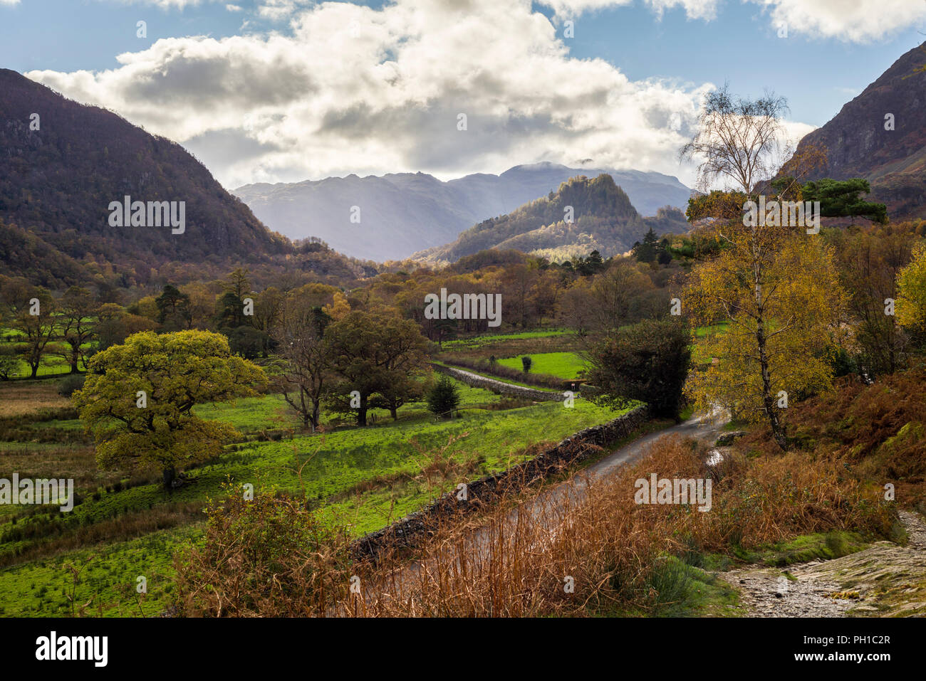 The Borrowdale Valley in the Lake District National Park, Cumbria ...