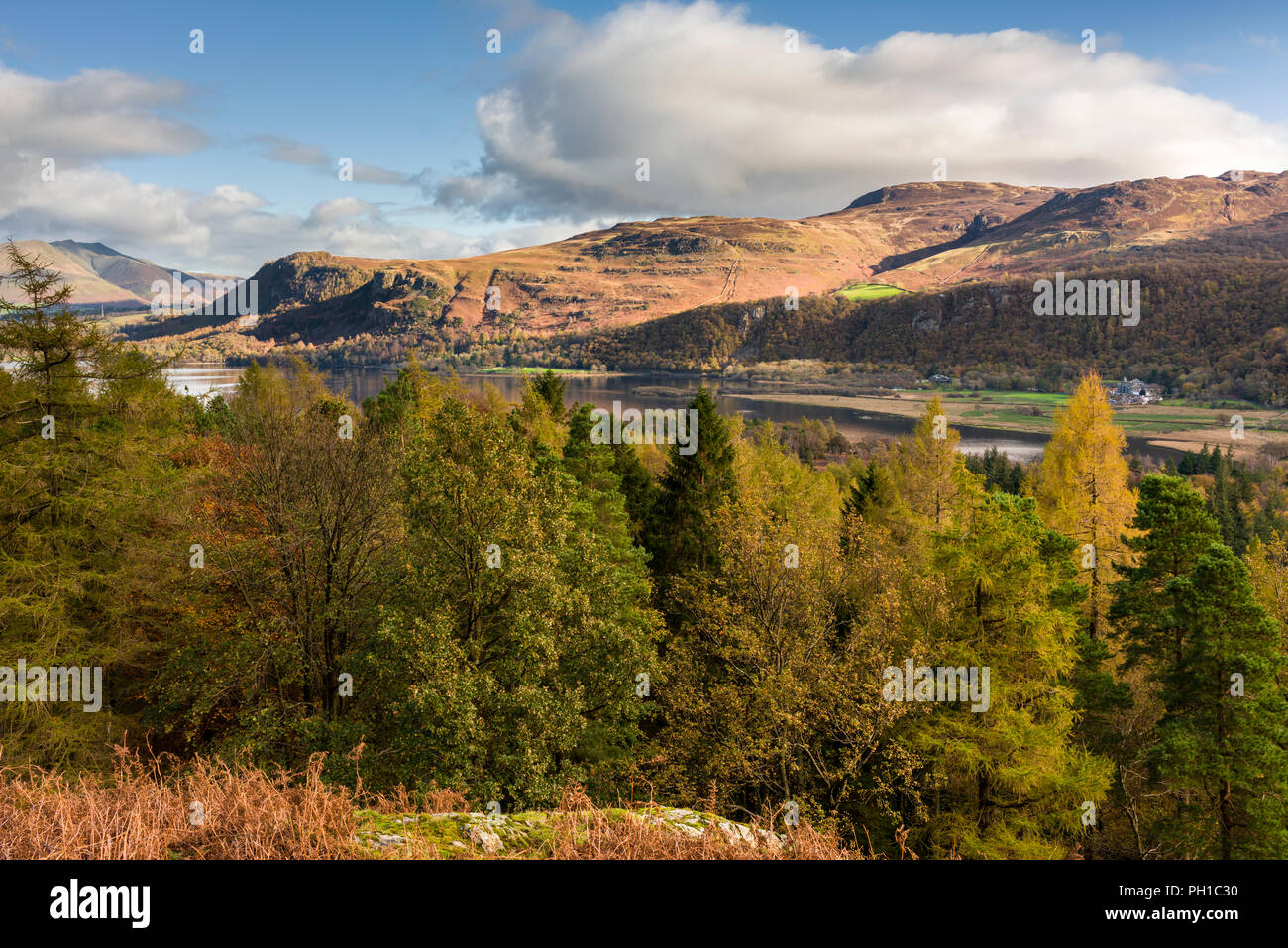 View over Manesty Park and Derwent Water from the eastern slope of ...