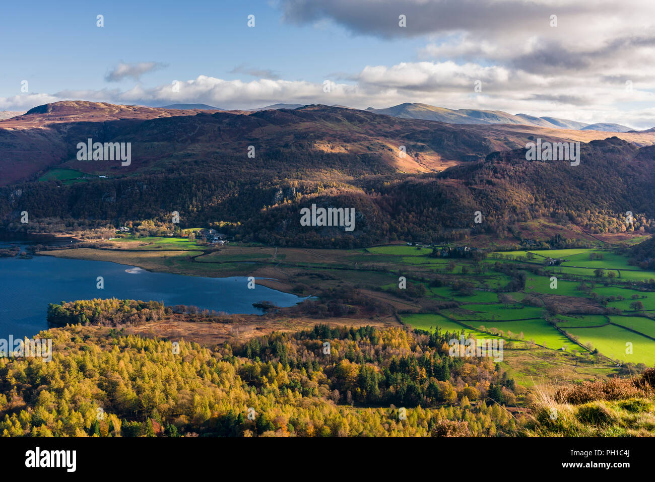 View over Manesty Park and Derwent Water from Maiden Moor in the Lake ...