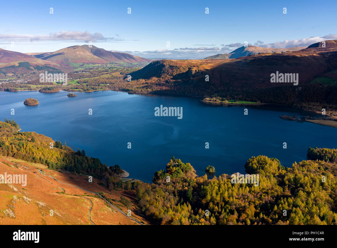 View over Manesty Park and Derwent Water from Maiden Moor in the Lake ...