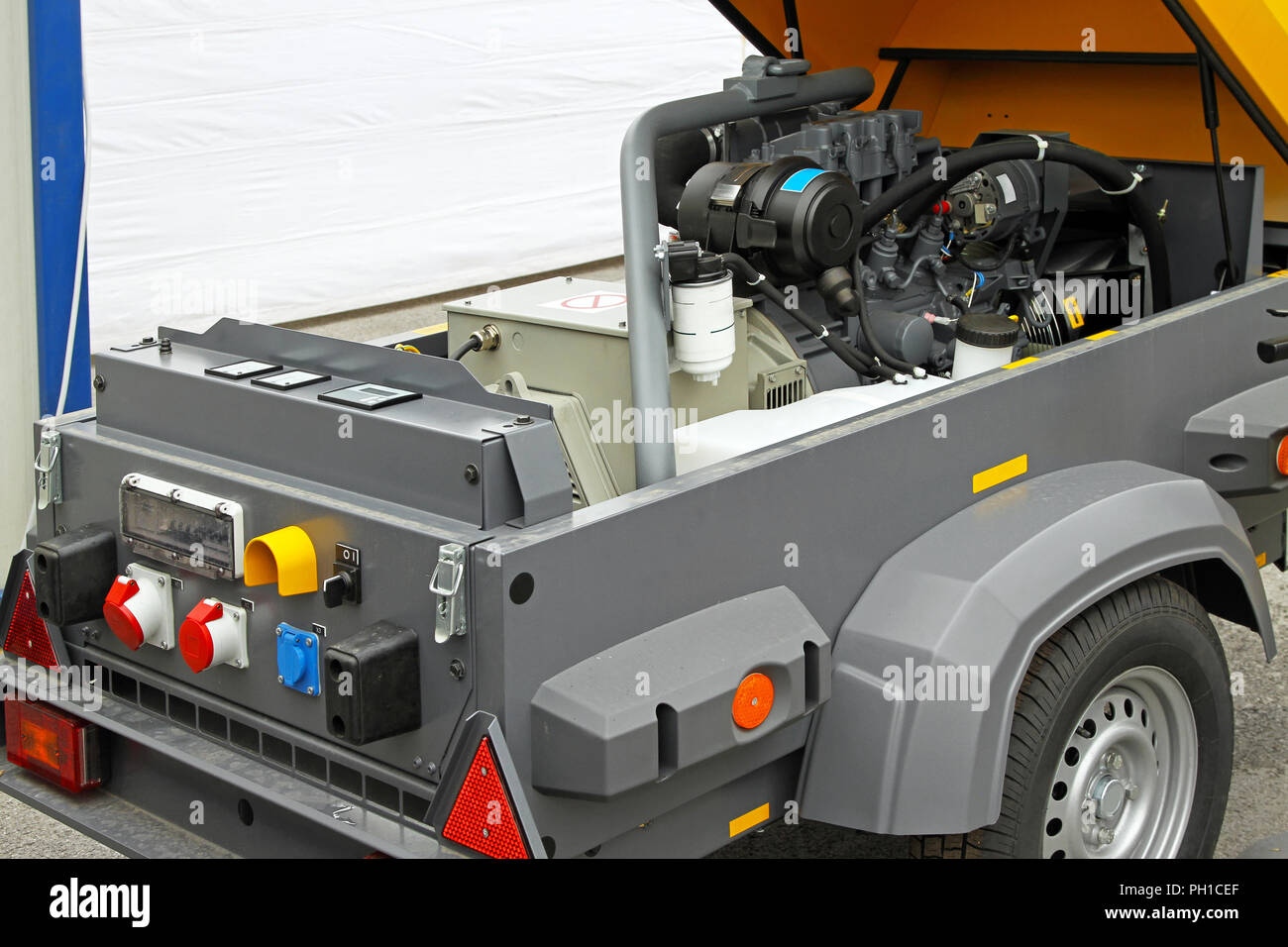 Electric power generator in trailer for emergency Stock Photo - Alamy