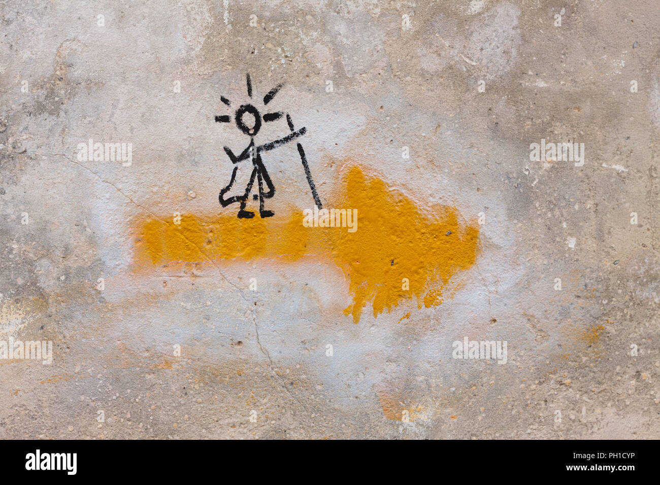 Symbol of the Way of Saint James, or Camino de Santiago, with a yellow ...