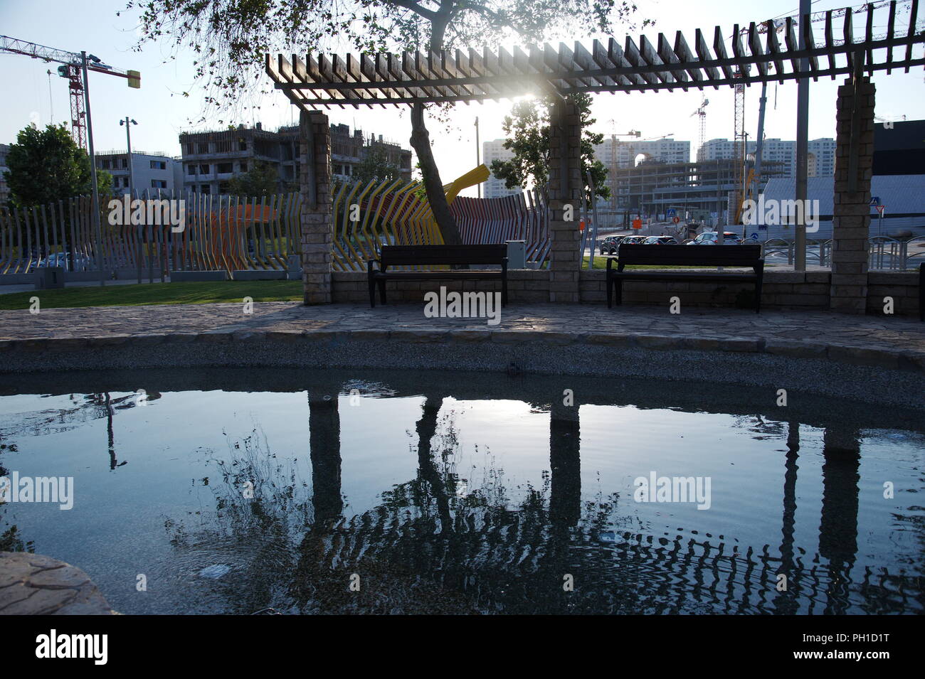 stream of water in garden, Modiin City Stock Photo - Alamy