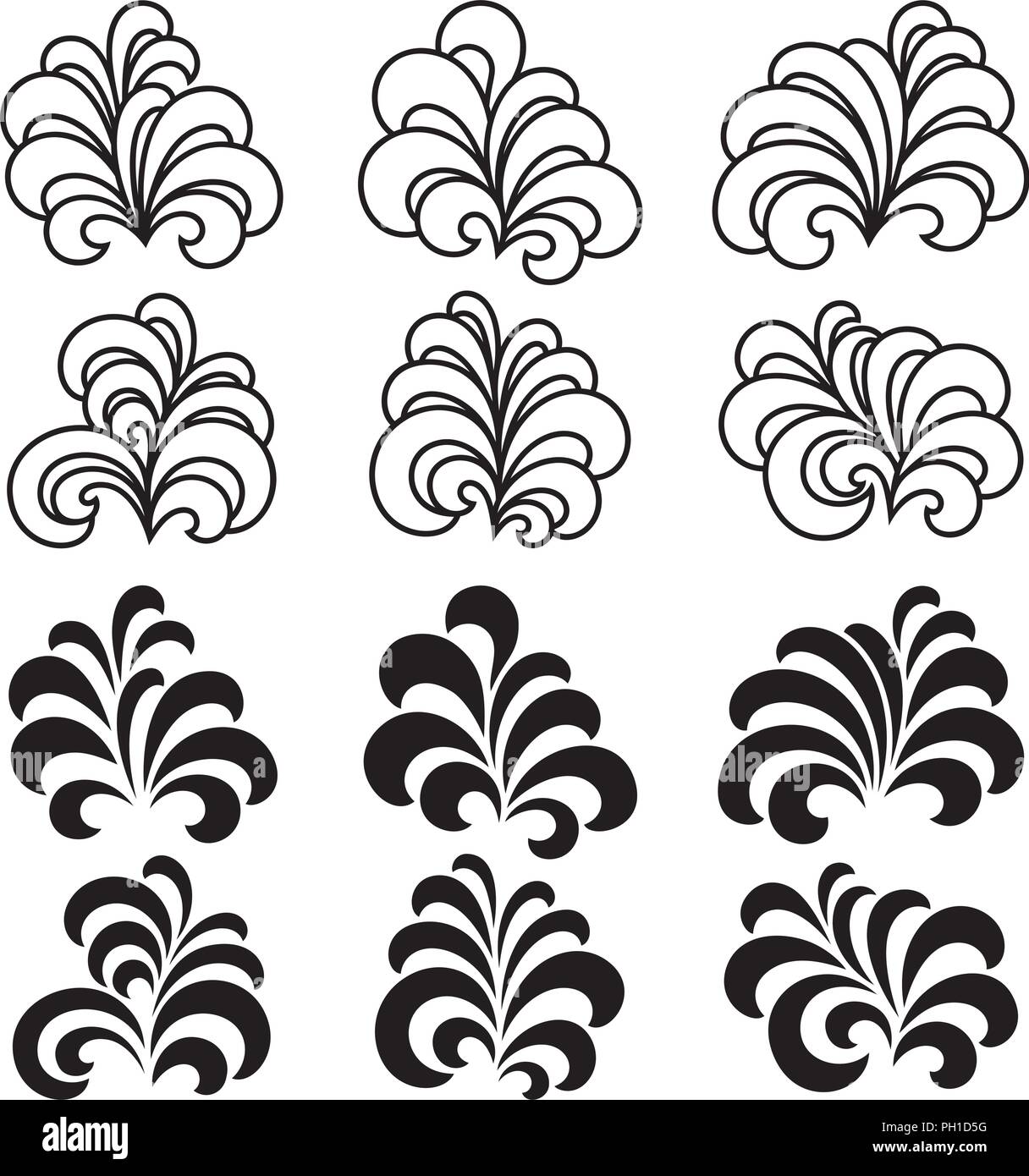 Set of Decorative Floral Curls. Vector Illustration Stock Vector Image ...