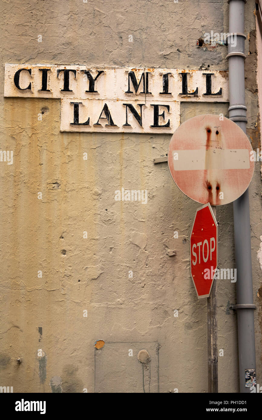 Gibraltar, City Mill Lane, old ceramic street sign Stock Photo - Alamy