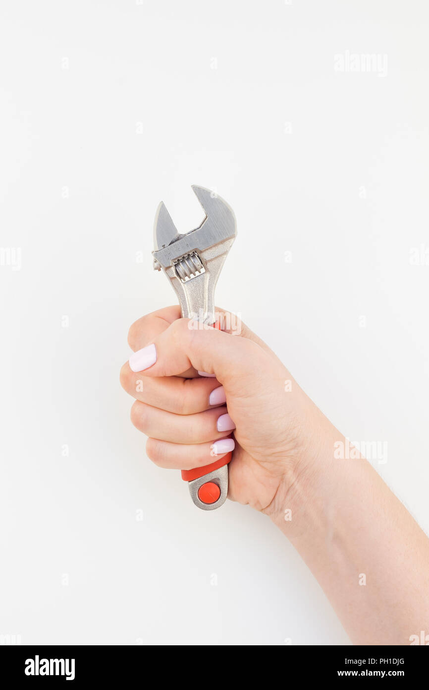 Creative image of woman hand with pastel manicure polish holding ...