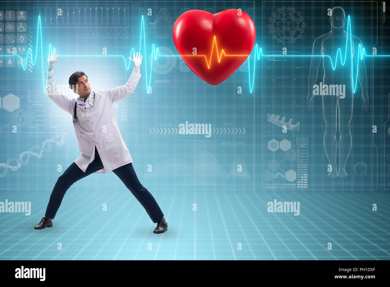 Doctor cardiologist supporting cardiogram heart line Stock Photo - Alamy