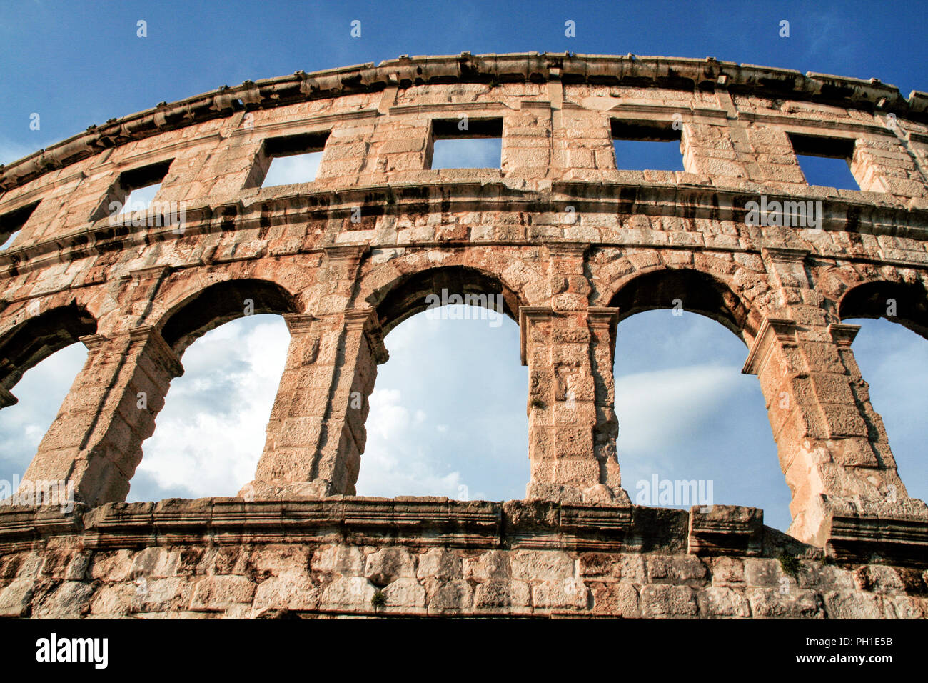 Ancient Roman arena in Pula, Istria, Croatia. The Arena is the only ...