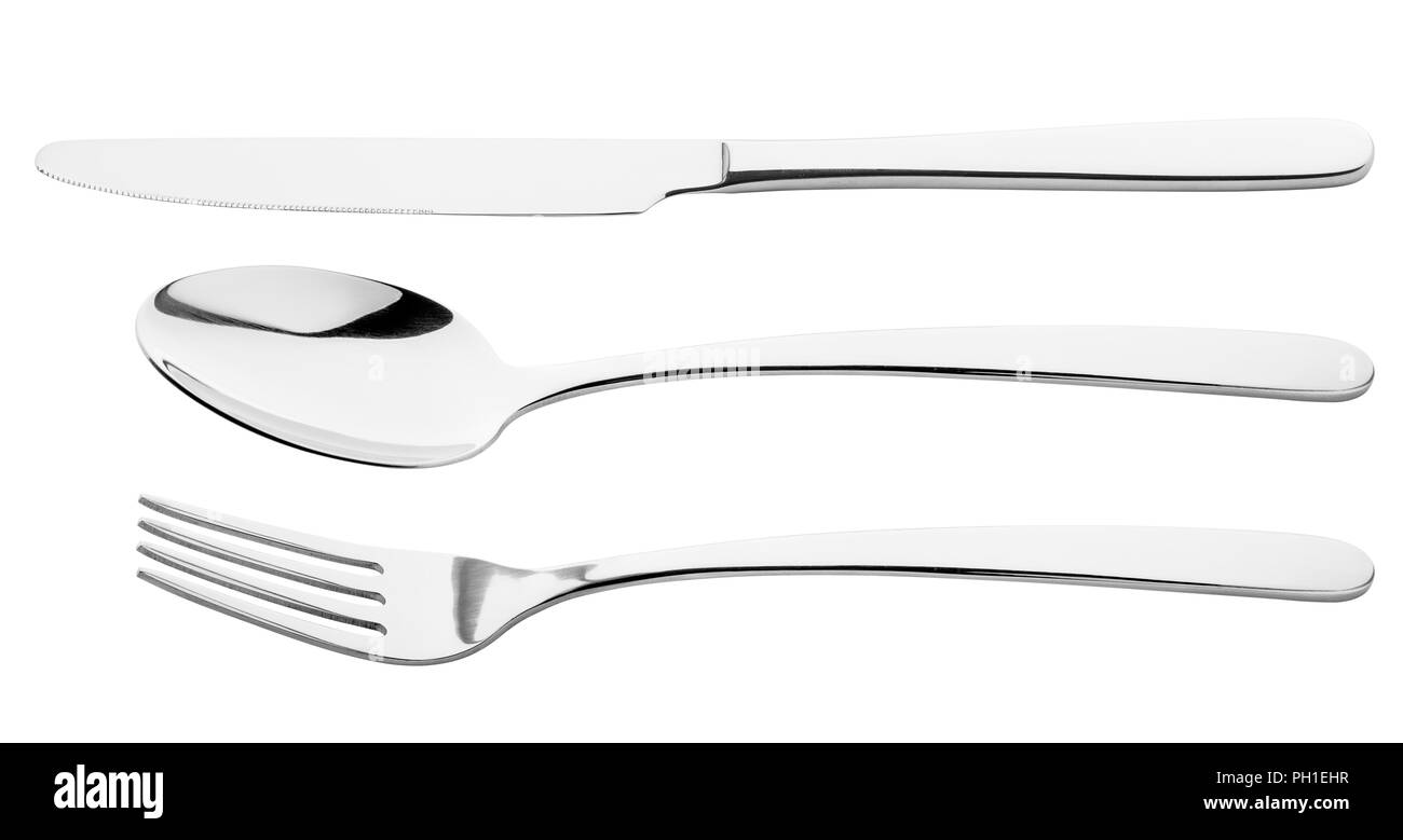 fork, knife, spoon, cutlery on white background, isolated, clipping ...