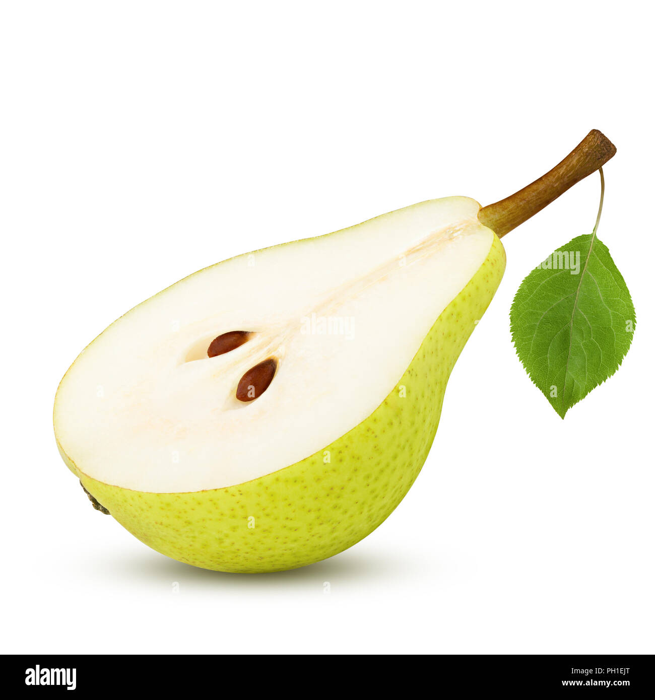 half pear, slice, isolated on white background, clipping path, full ...