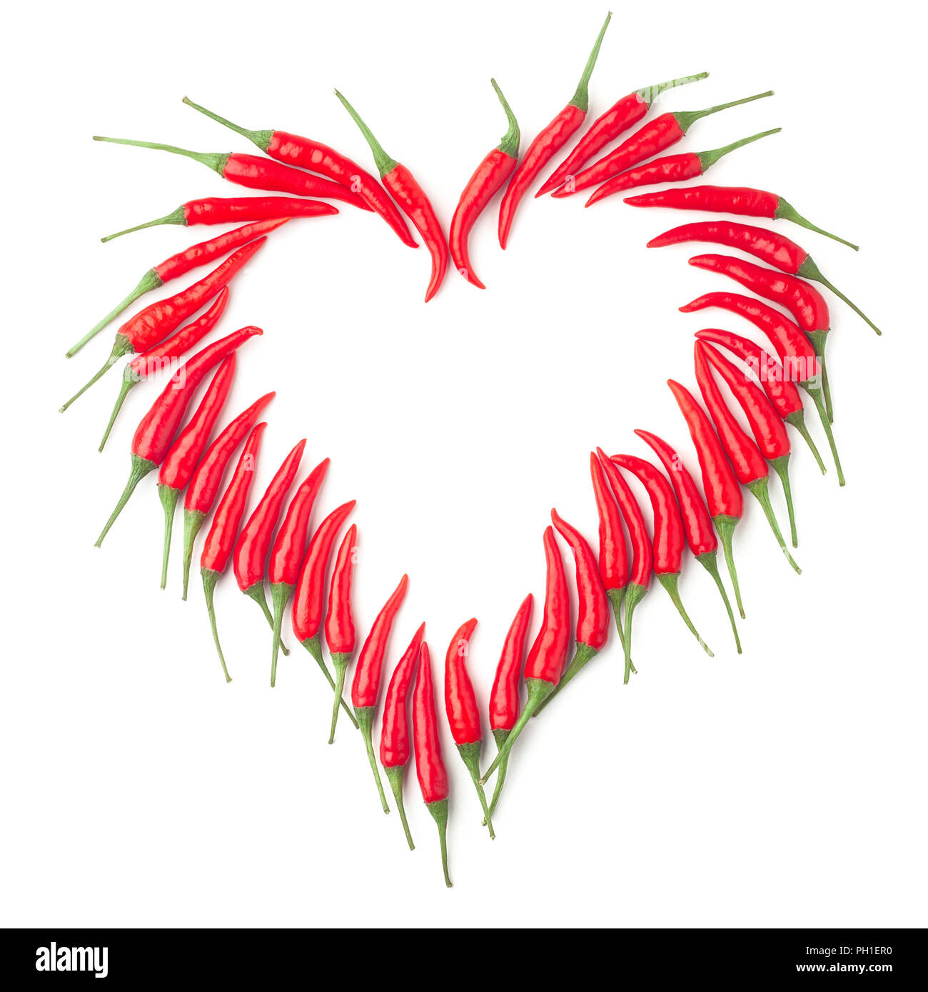 heart shape from hot pepper on white background, isolated Stock Photo ...