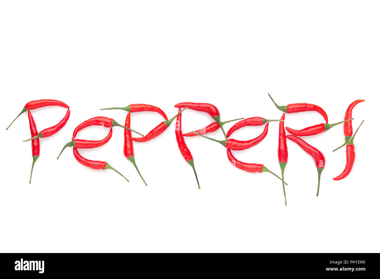 text, red hot chilli peppers on white background, isolated Stock Photo ...