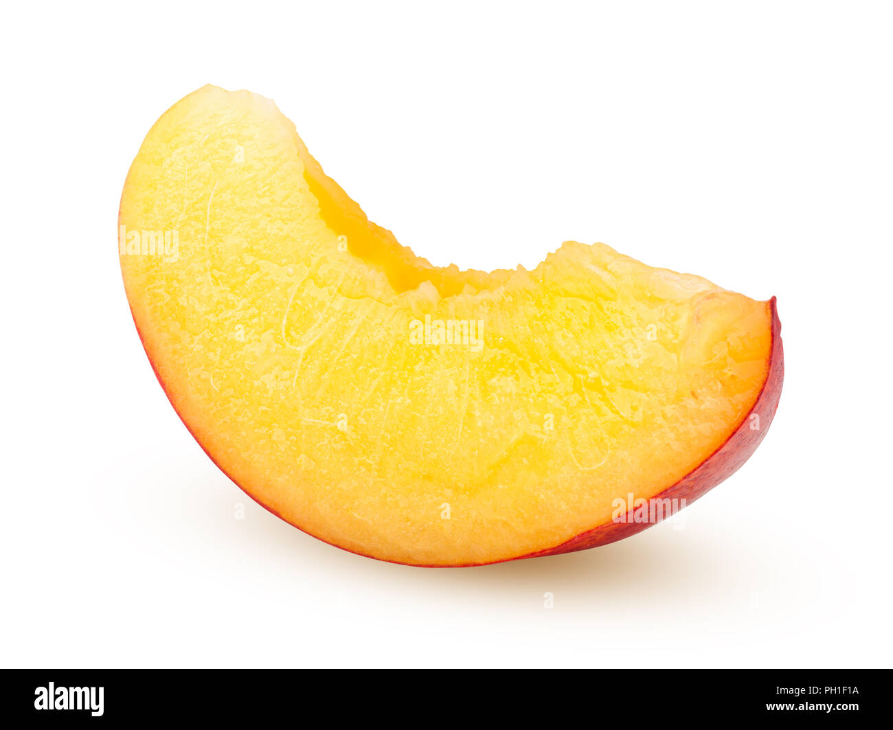 Nectarine or peach, slice, isolated on white background, clipping path ...