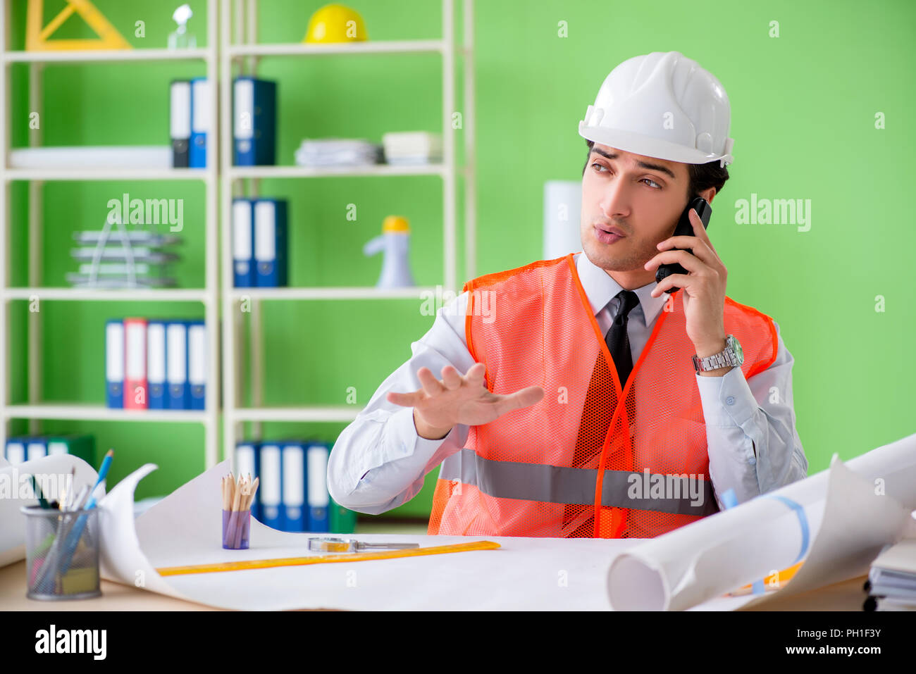 Man architect working on the project Stock Photo - Alamy