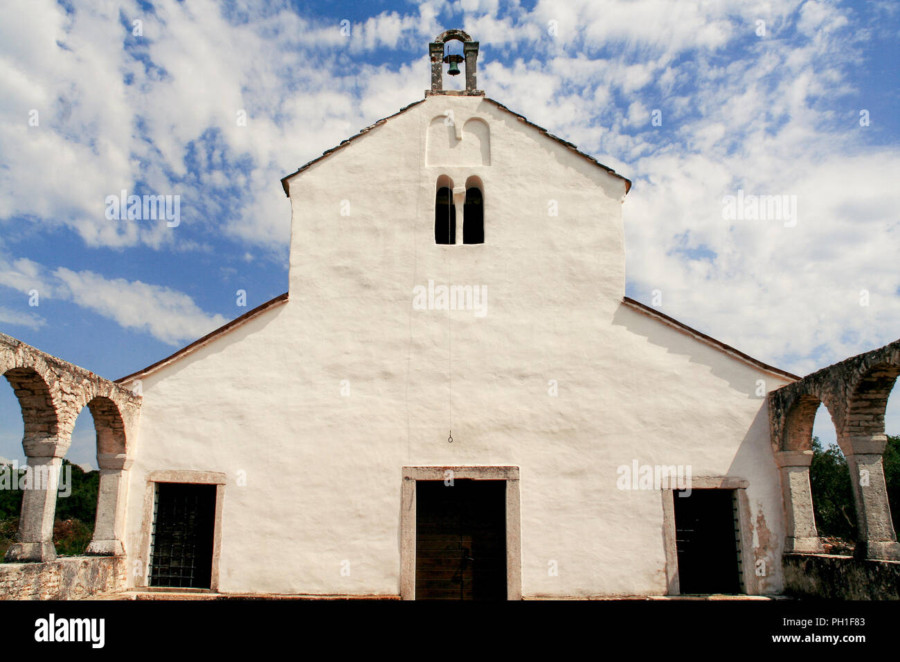 Old medieval church of St. Fosca. The beautiful medieval buildings from ...