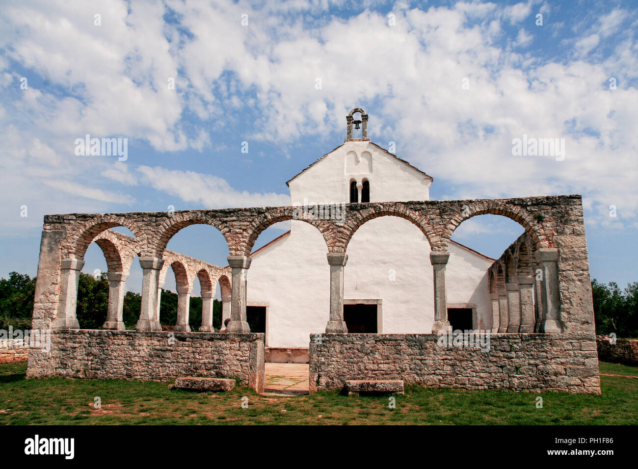 Old medieval church of St. Fosca. The beautiful medieval buildings from ...