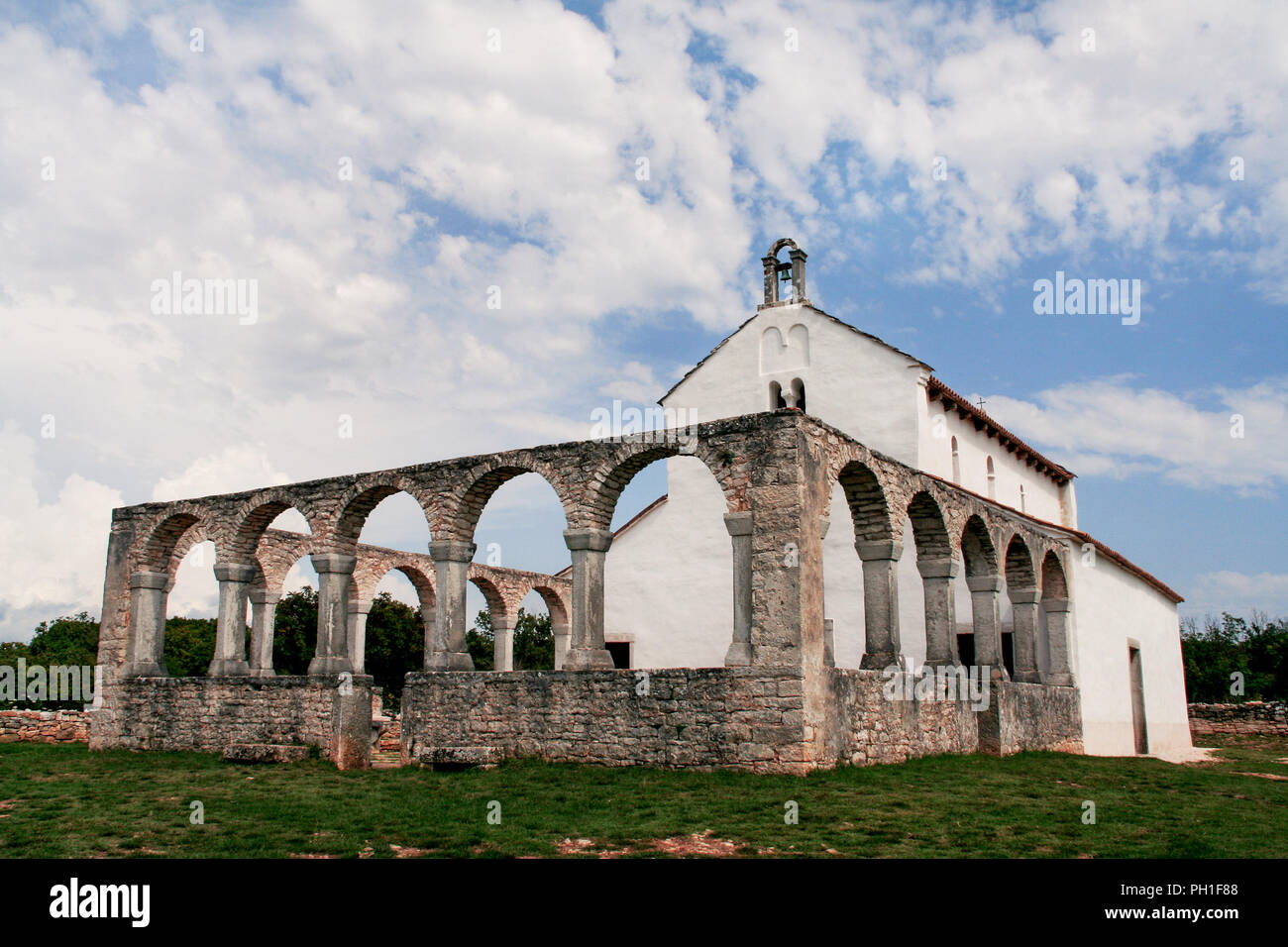 Old medieval church of St. Fosca. The beautiful medieval buildings from ...
